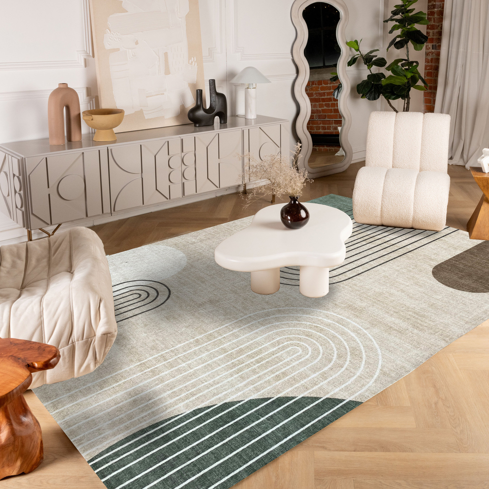 Wrought Studio™ Rectangle Kentyn Area Rug with Non-Slip Backing | Wayfair