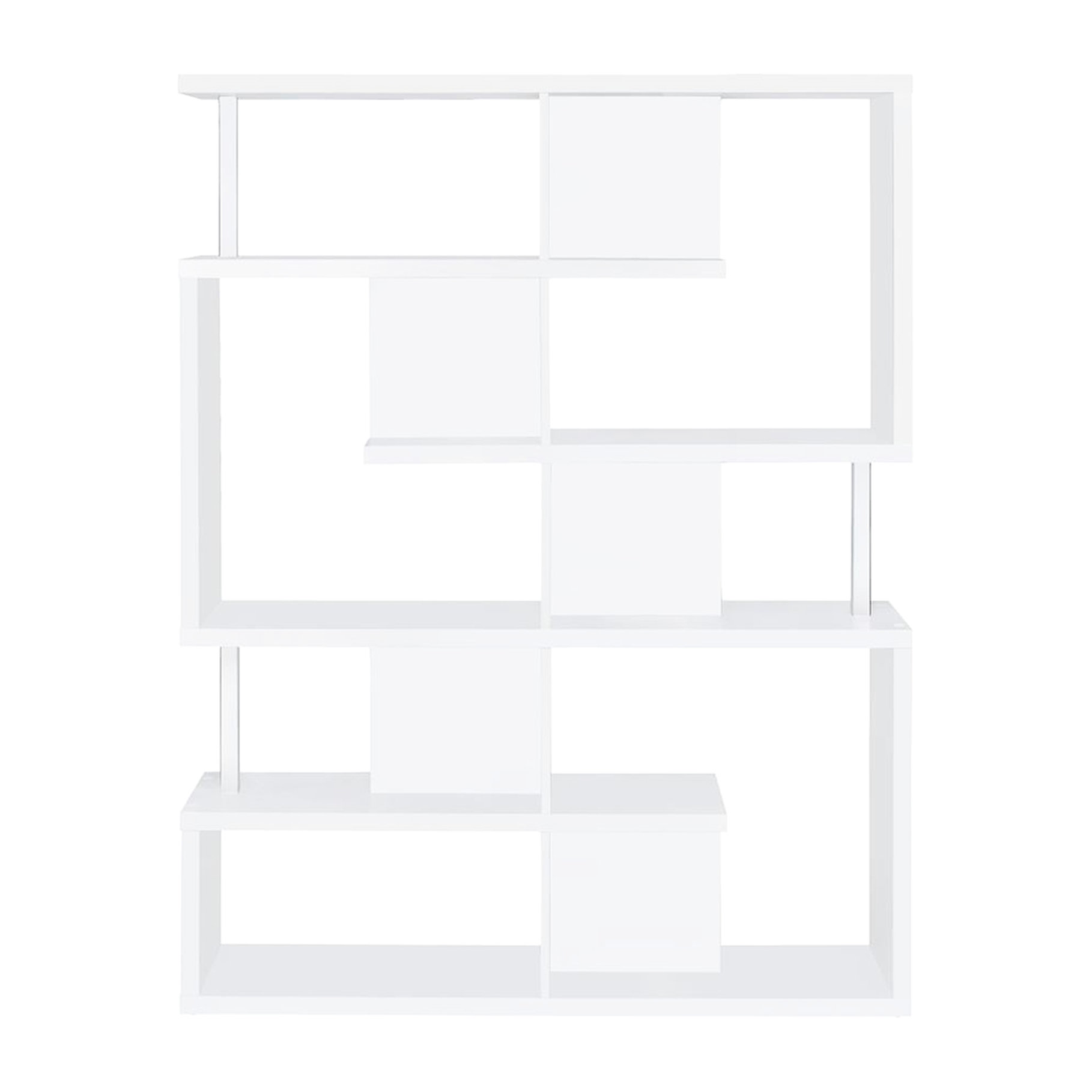 Wovilo 5 - Shelf Supported White Geometric Bookcase, Multi Purpose For ...
