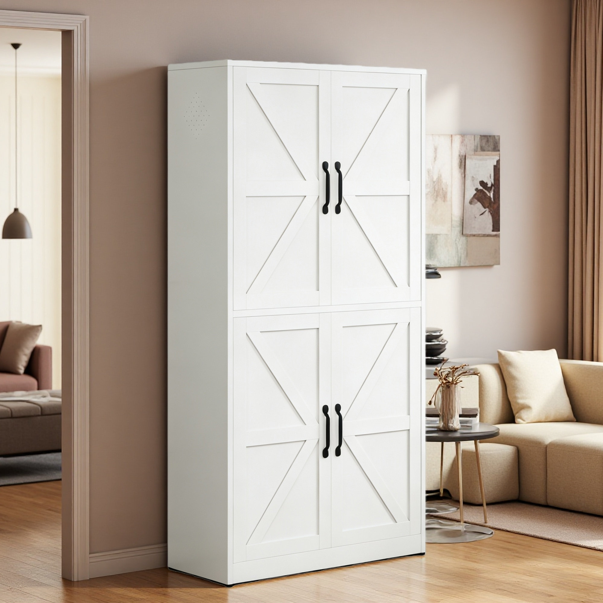 Lark Manor Steel Kitchen Pantry Storage Cabinet With Adjustable Shelves ...