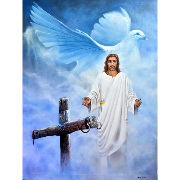 Exotic India Messiah Jesus Christ Within Heaven | Acrylic Painting On ...