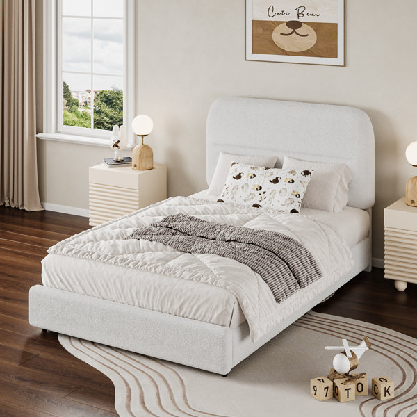 Mercer41 Manfred Boucle Upholstered Cloud Bed Frame with Rounded ...