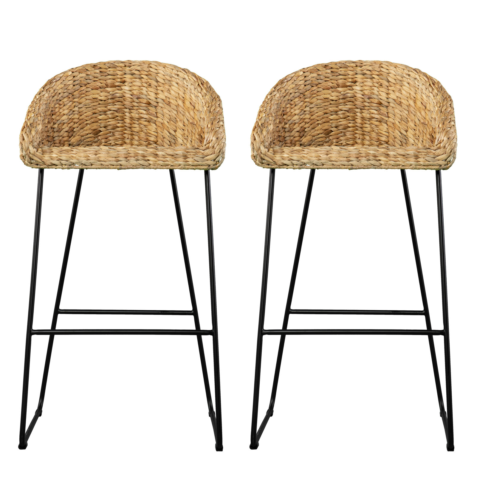 Latitude Run® Landrine Water Hyacinth Bar Stools – 2Pc Set | Wayfair