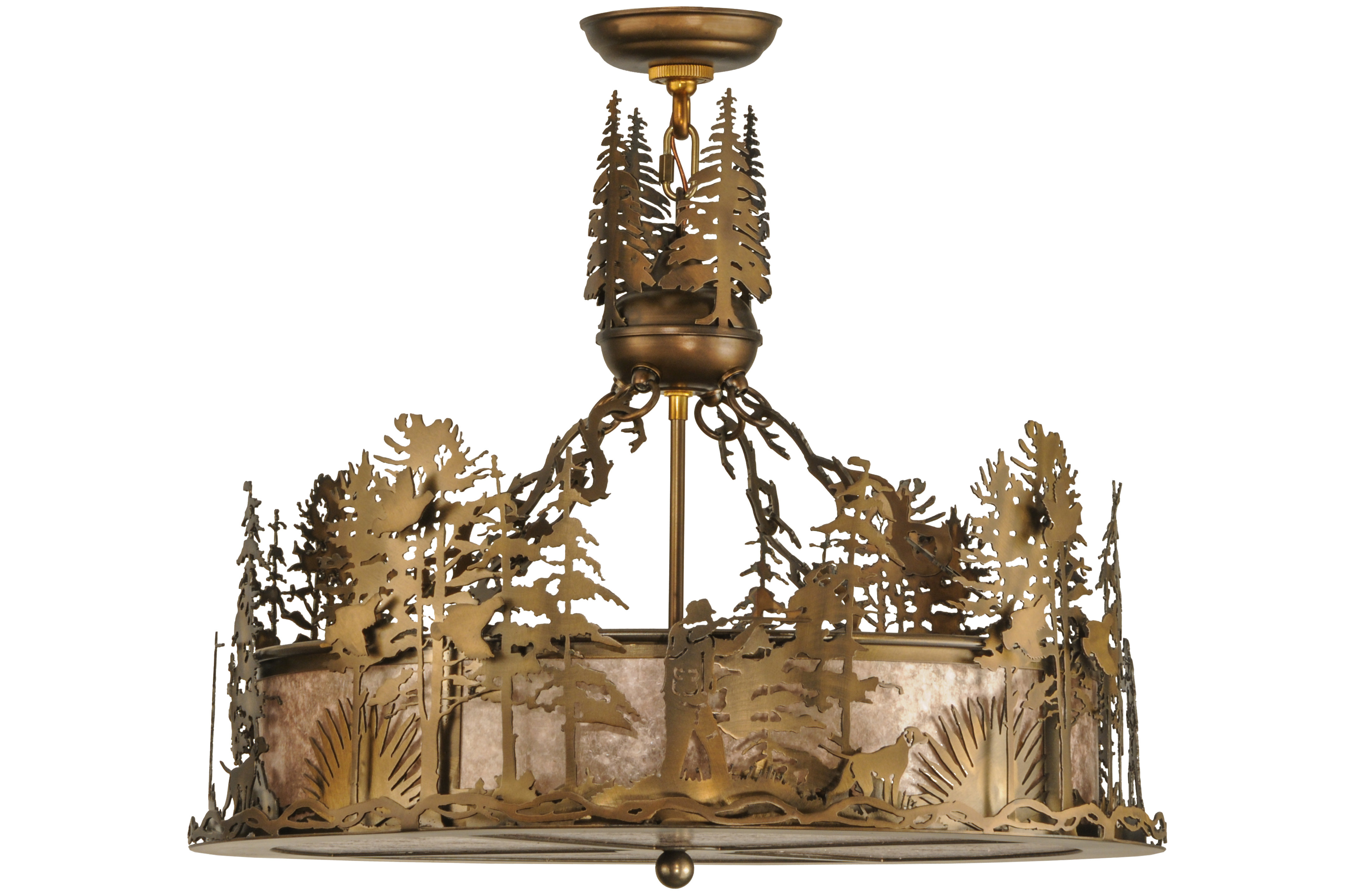 Meyda Lighting Quail Hunter with Dog 4 - Light Shaded Drum Chandelier ...