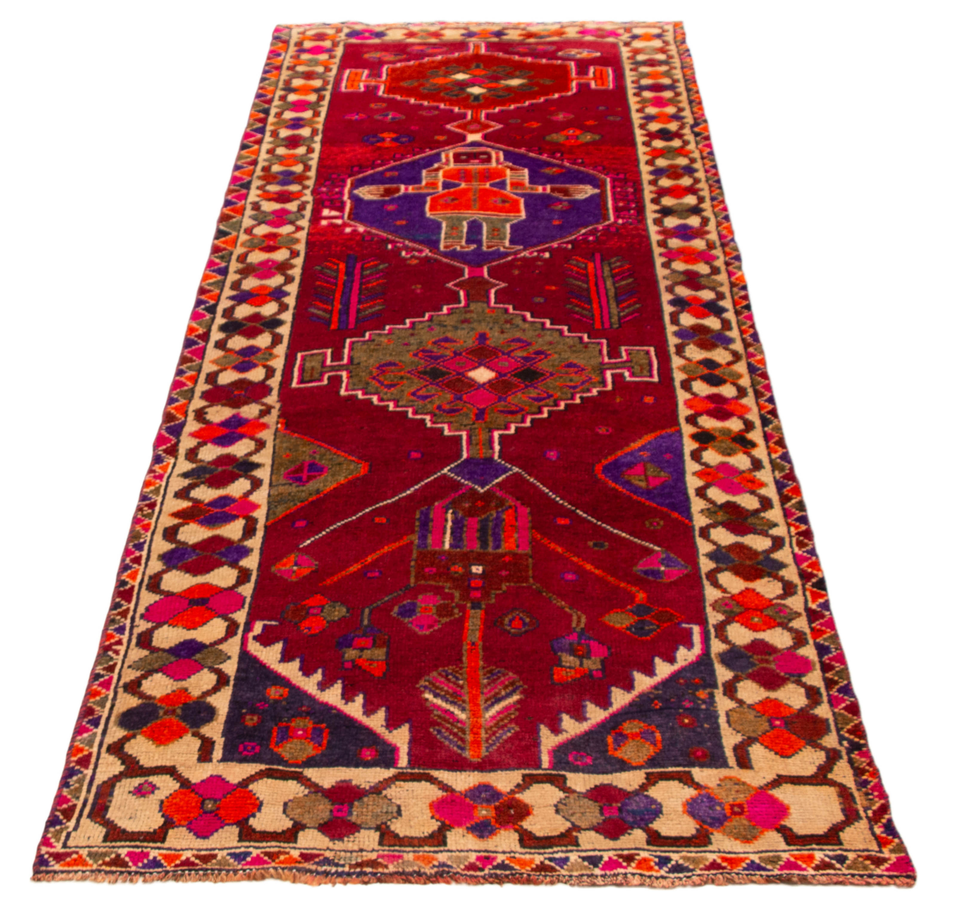 Bungalow Rose One Of Kind Handmade Melis Vintage Red Rug 4'7" x 12'7 ...