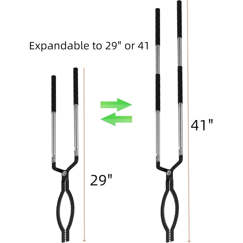 Arlmont & Co. 41" Expandable Fire Tongs for Fire Pit Heavy Duty ...