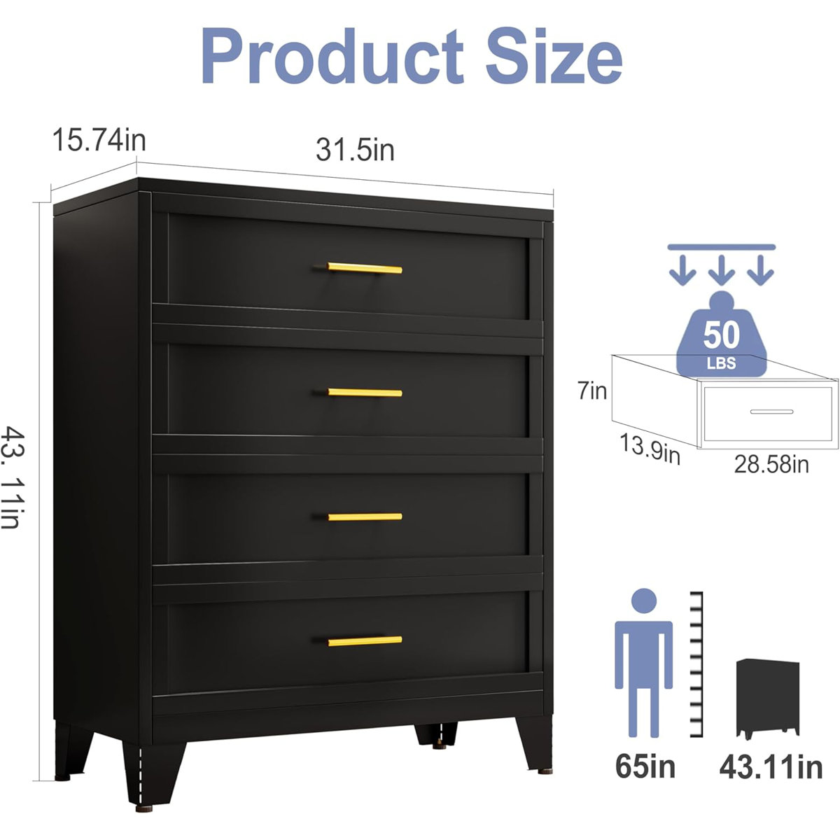 George Oliver Metal Modern Freestanding Drawer Storage Cabinets For ...