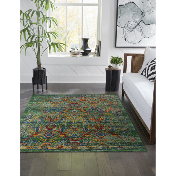 Bungalow Rose Green/Brown Rug | Wayfair