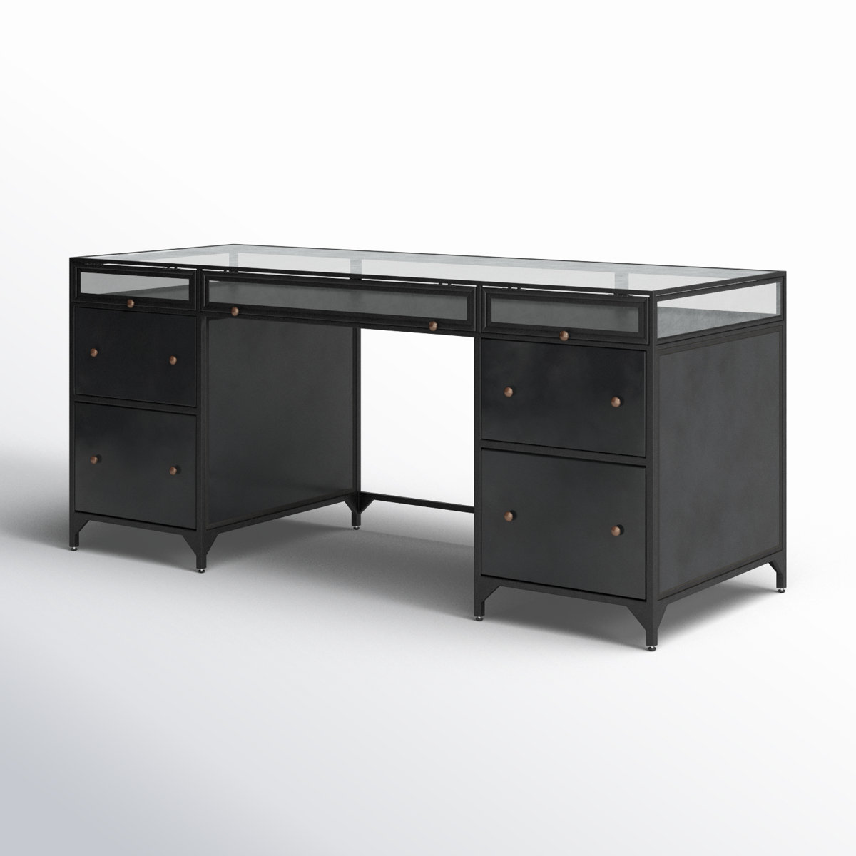 Four Hands Shadow Box Glass Executive Desk & Reviews | Perigold