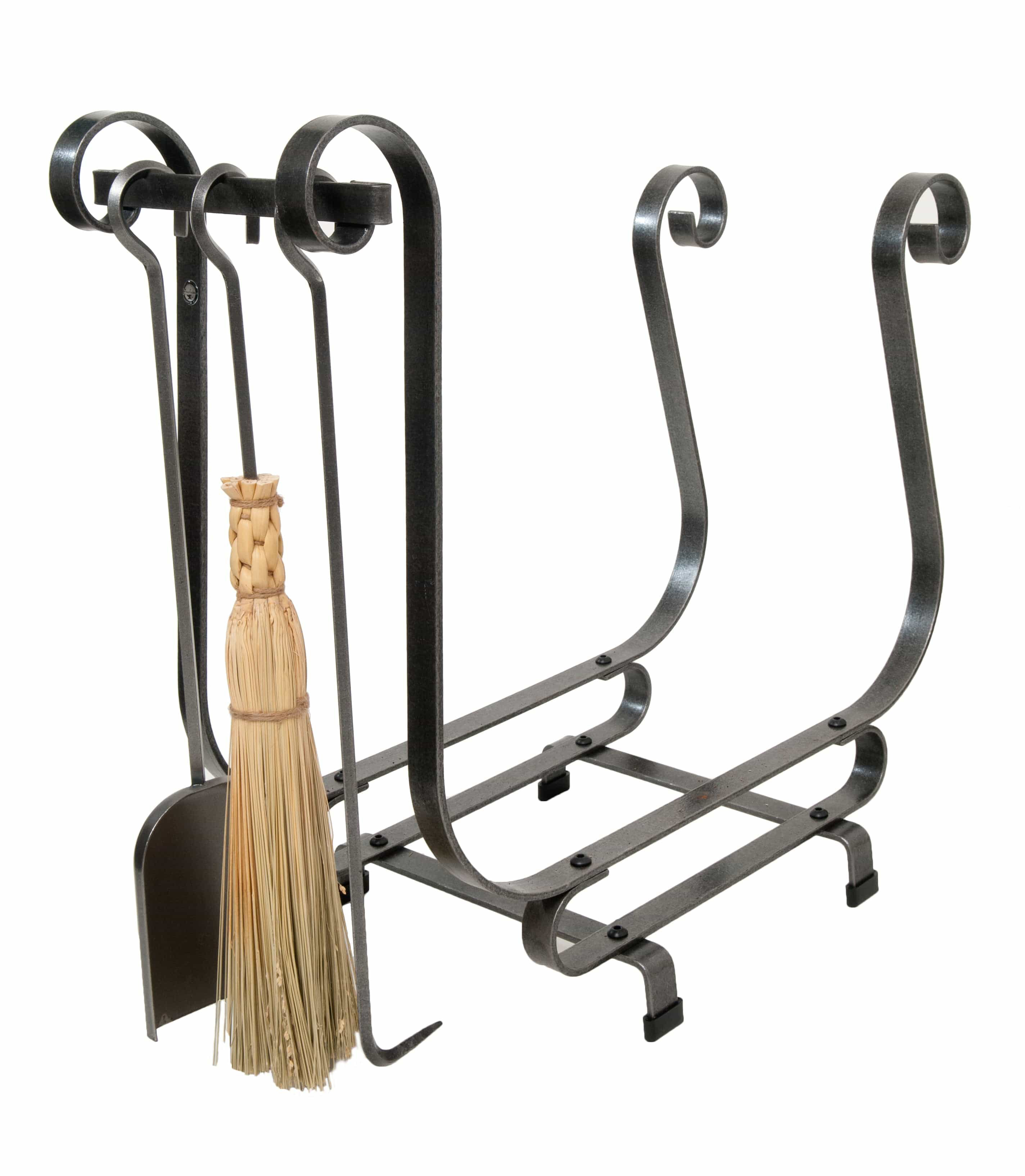 Enclume Handcrafted Sleigh Log Rack With Tools Hammered Steel | Wayfair