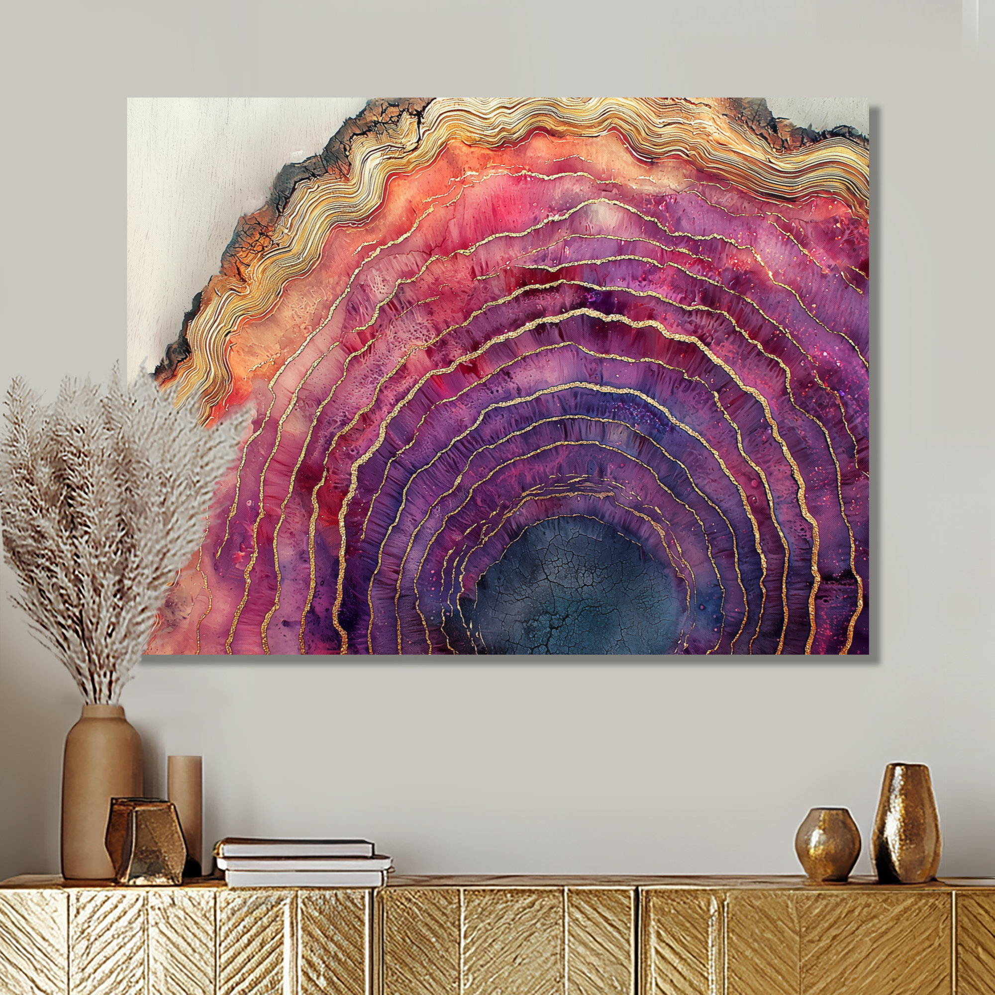 Wrought Studio™ Oneta Abstract Rosa Marble And Amethyst Stone Slide III ...