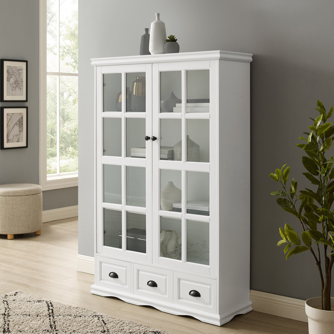 GZMWON Storage Cabinet with Tempe Glass Doors Curio Cabinet with ...