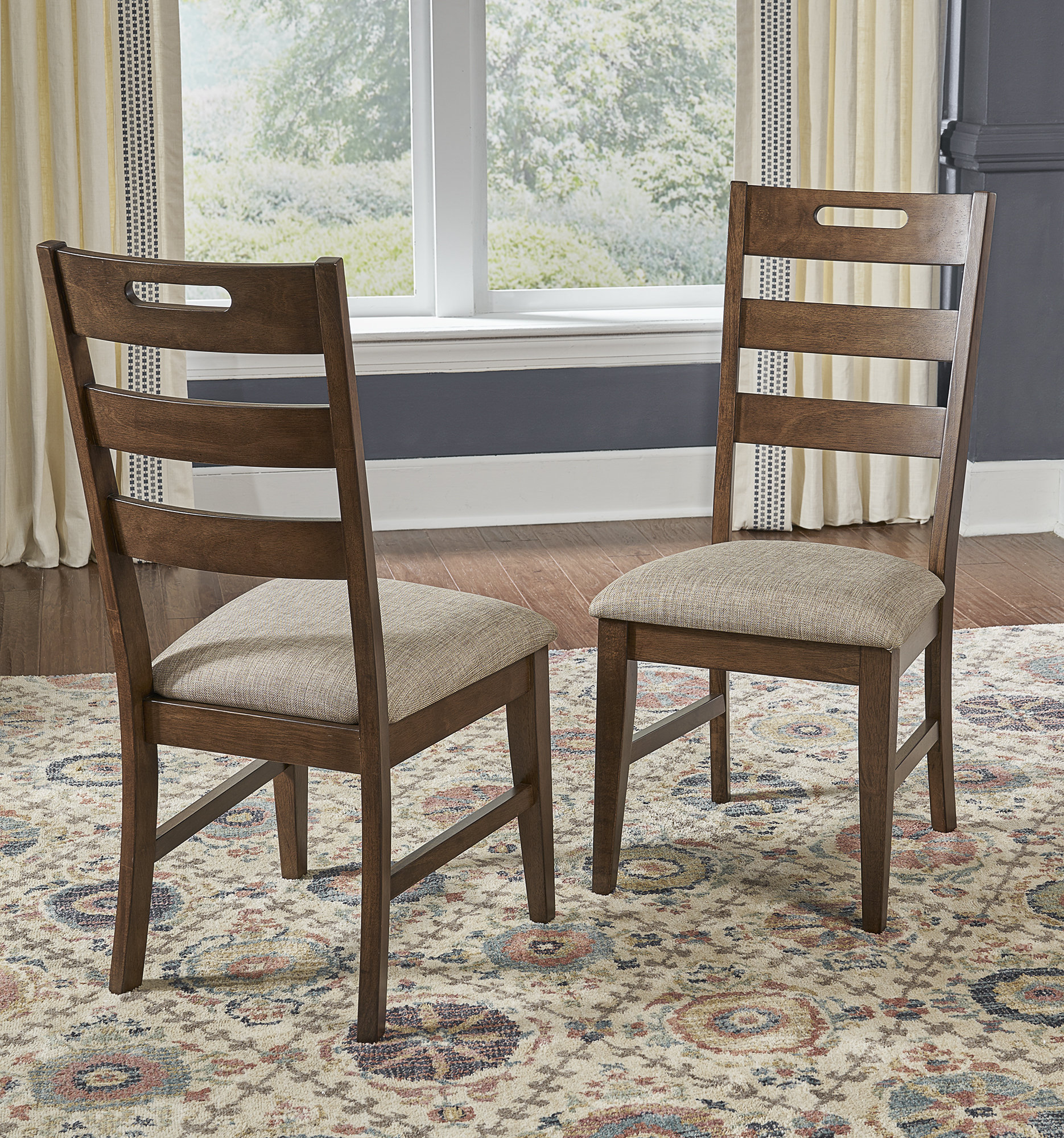 August Grove® Hartselle Upholstered Ladder Back Side Chair in Brown ...