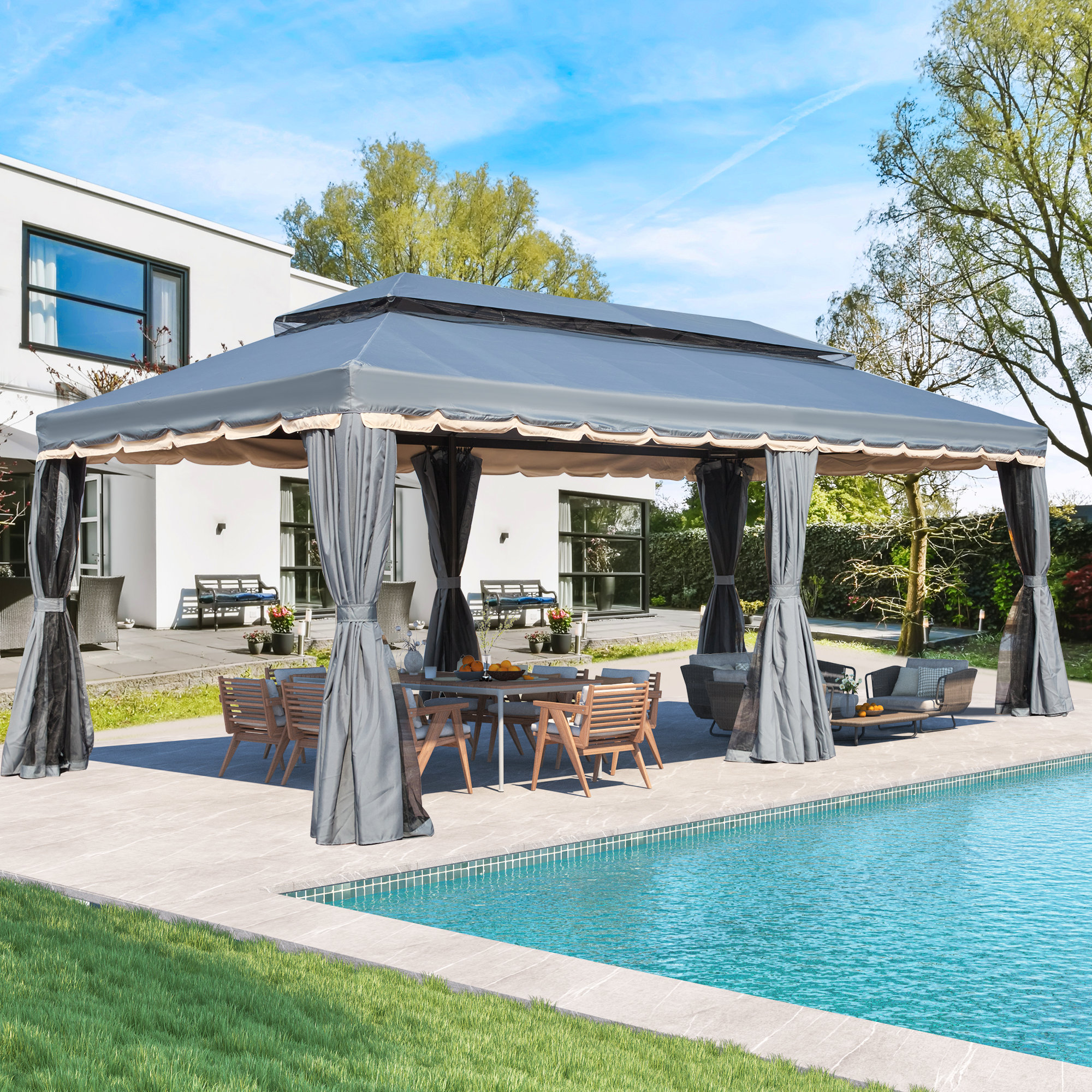 EROMMY 20 Ft. W x 10 Ft. D Metal Canopy & Reviews | Wayfair