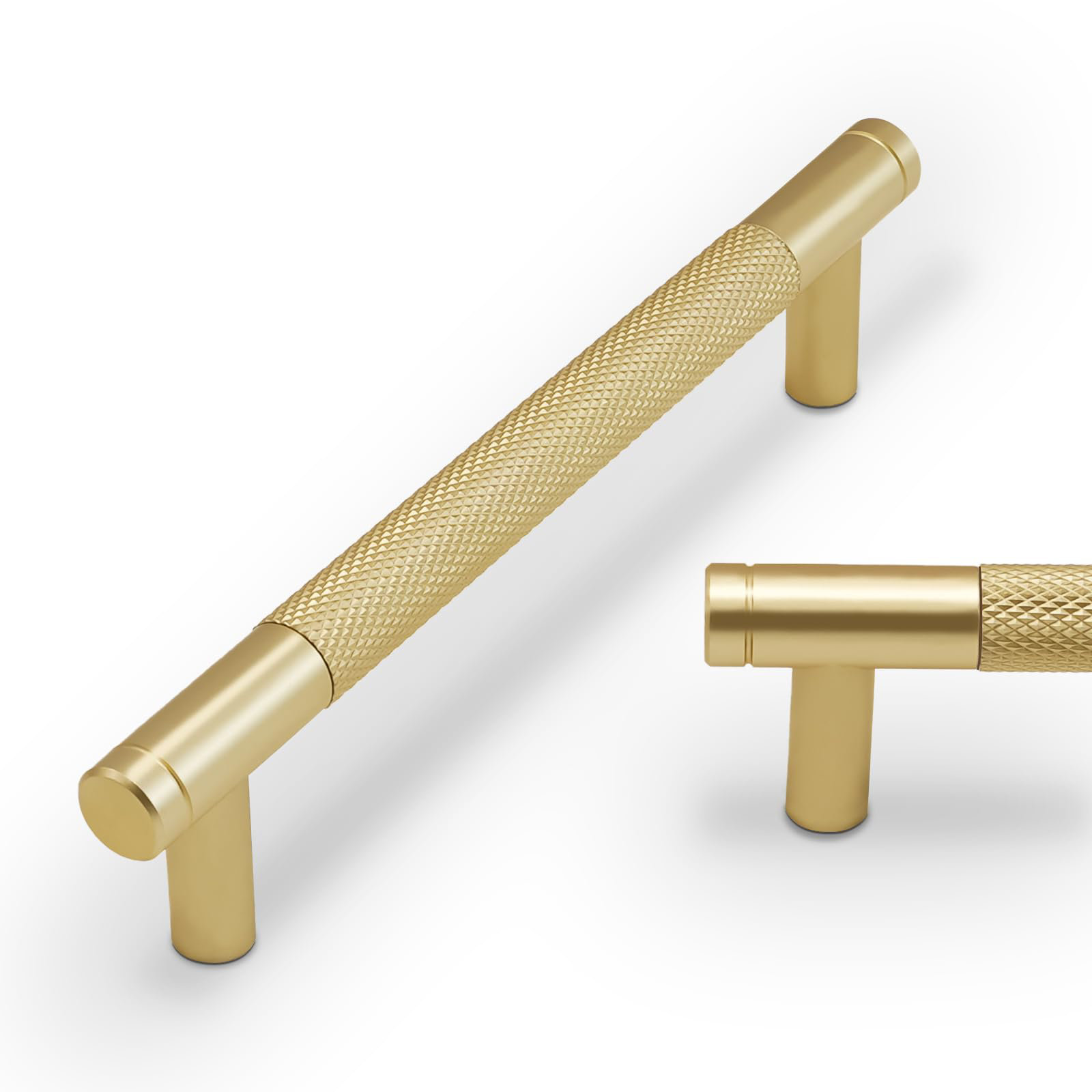 ColorLife 10 Pack 5Inch Kitchen Cabinet Handles Brushed Brass Knurled ...