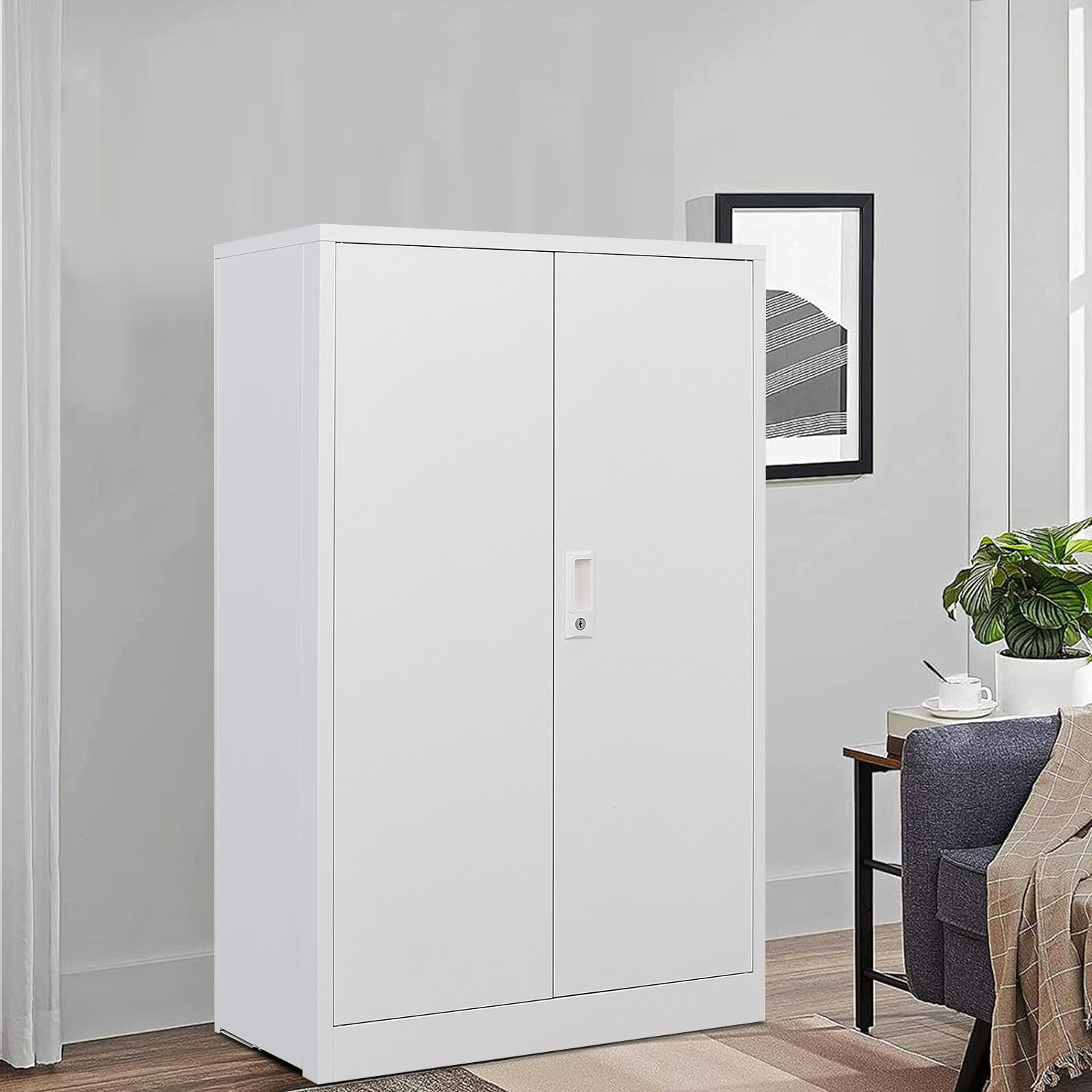 Inbox Zero Kovaleski Minimalist Design Lockable 2-Door Storage Cabinet ...