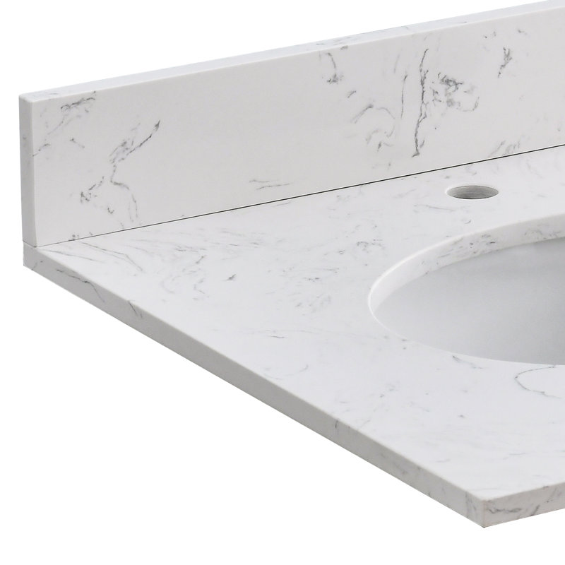 SOUEEUM 24" Engineered Stone Single Bathroom Vanity Top In Carrara ...