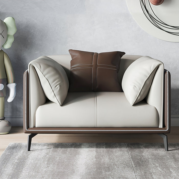 Wrought Studio Beniamino Nordic Luxury Simple Three Seat Faux Leather ...