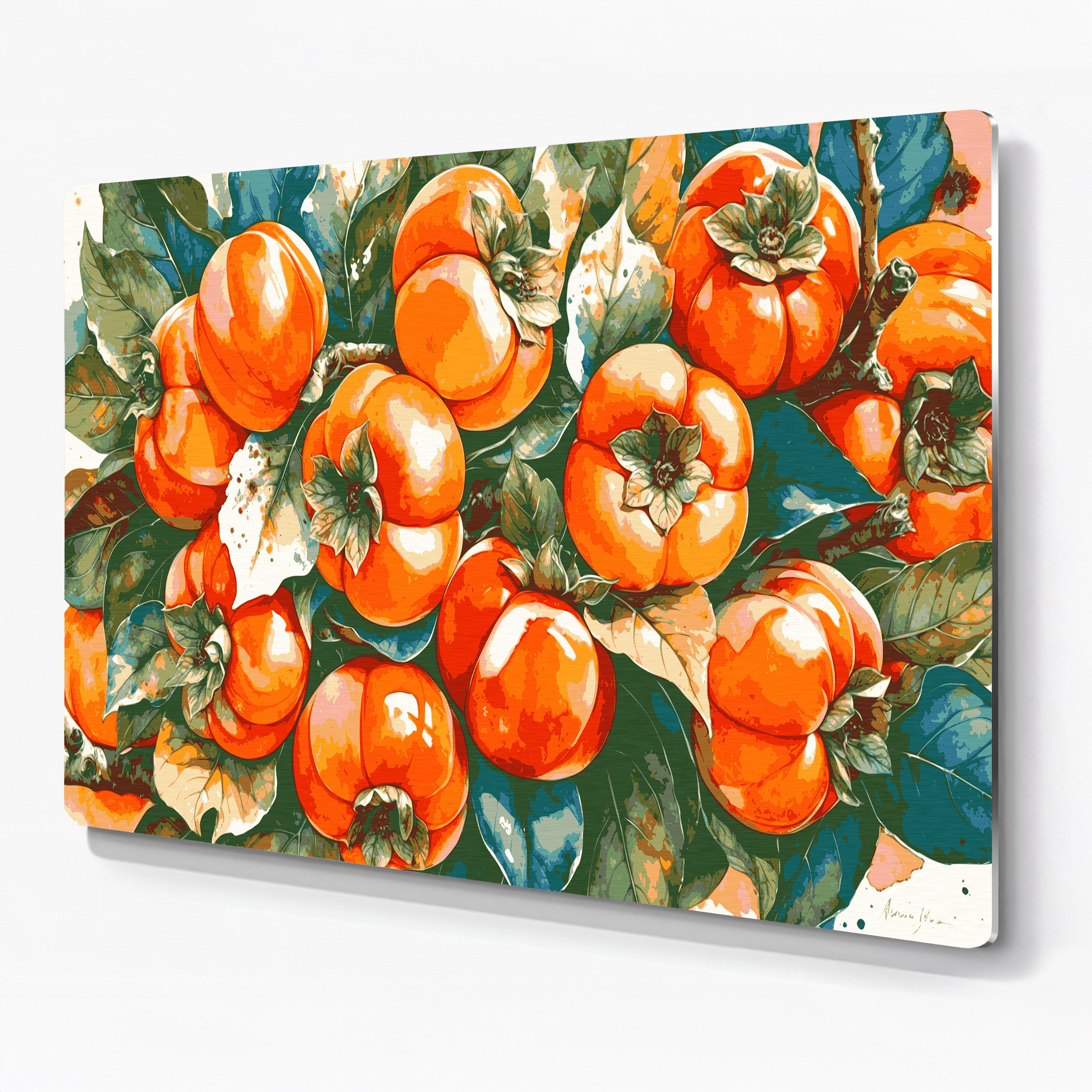 August Grove Fruit American Persimmon Green Metal Wall Art - Wayfair Canada