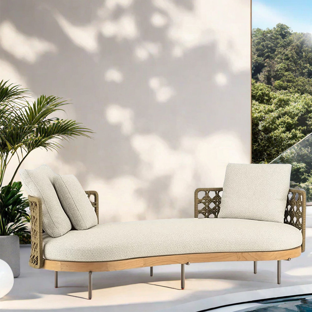 Elegance Furnishings Braided Rope Creative Patio Sofa 72.83'' Fabric ...