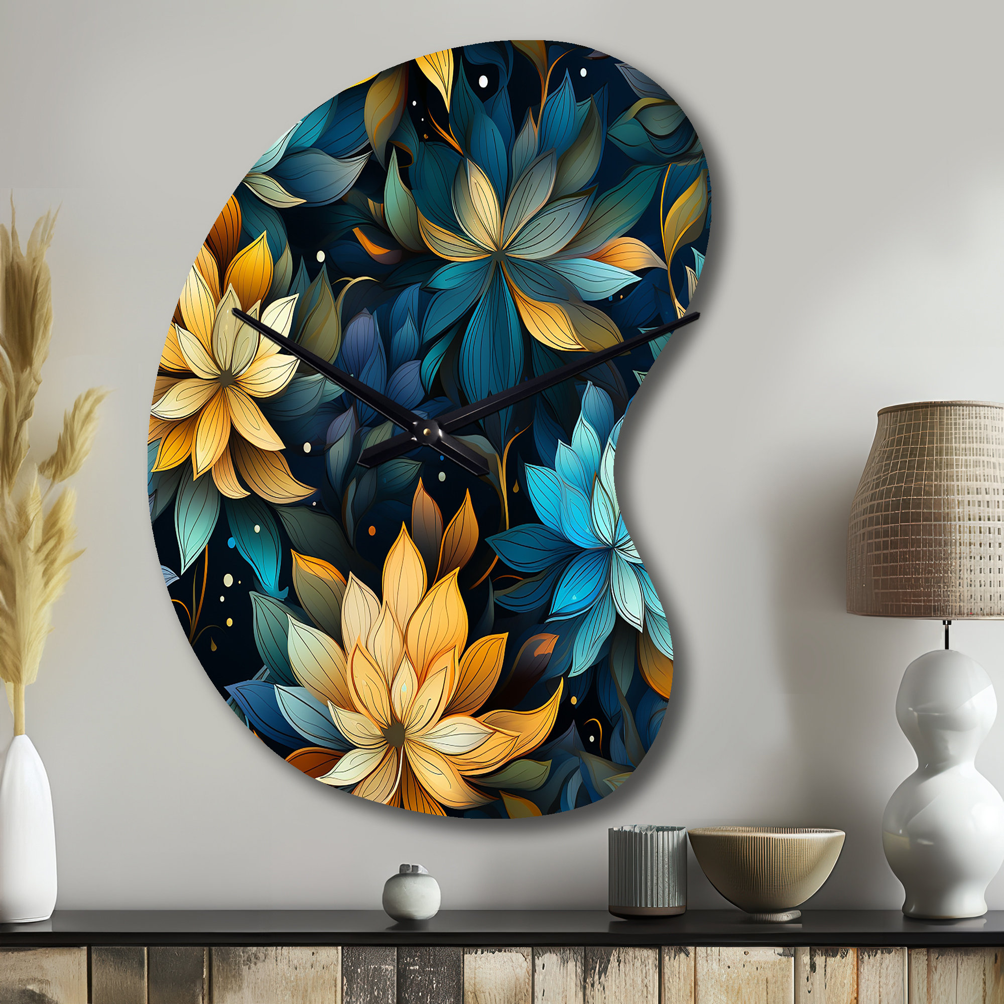 Design Art Natures Meditation - Boom Shape Blue Wall Clock - Unique ...