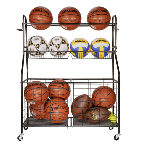 Rebrilliant Rolling Sports Equipment Organizer With Large Storage Bins ...