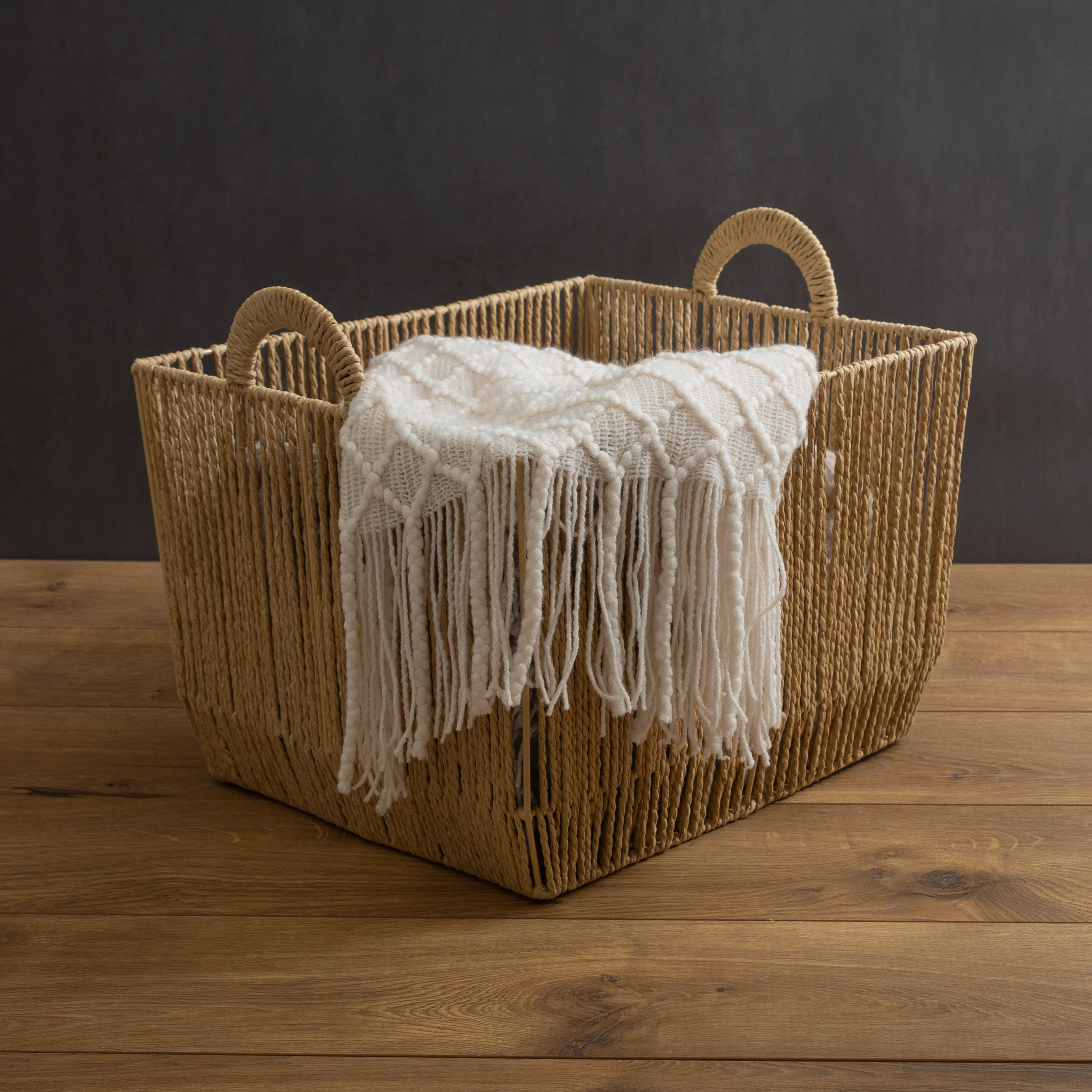 Bay Isle Home™ Vertical Weave Storage Basket with Round Handles ...