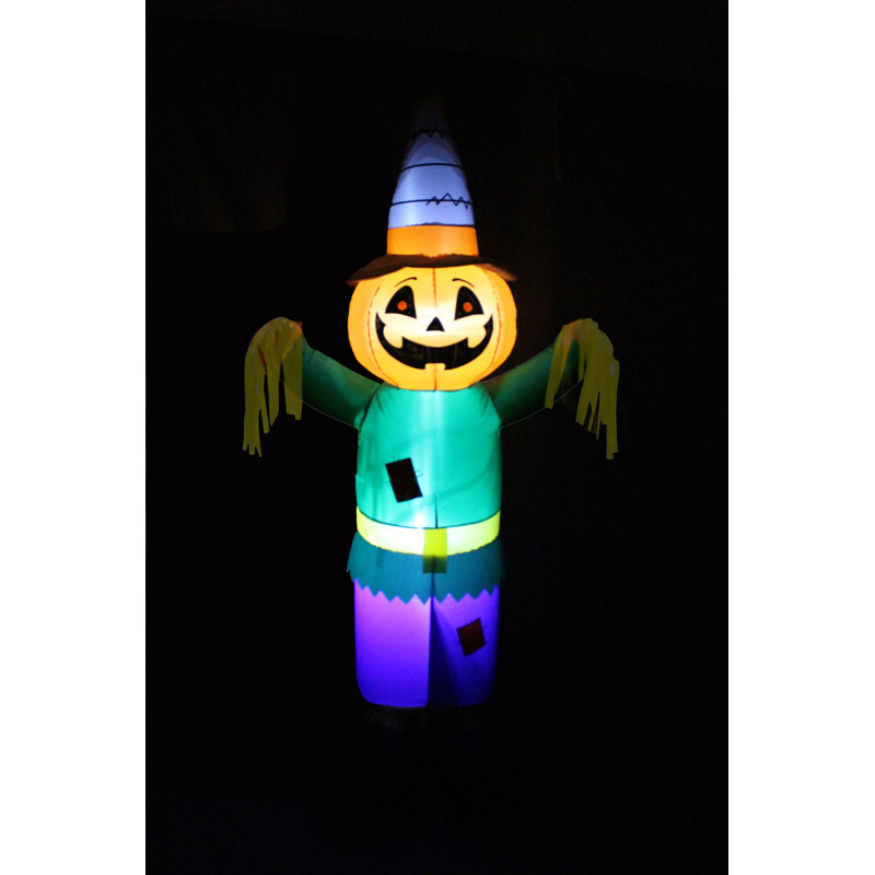 The Holiday Aisle® 6 Foot Tall Lighted Happy Halloween Scarecrow ...