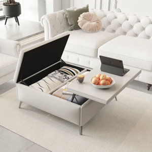 Ivy Bronx Wide Square Storage Bench Coffee Table with Lift-Top ...