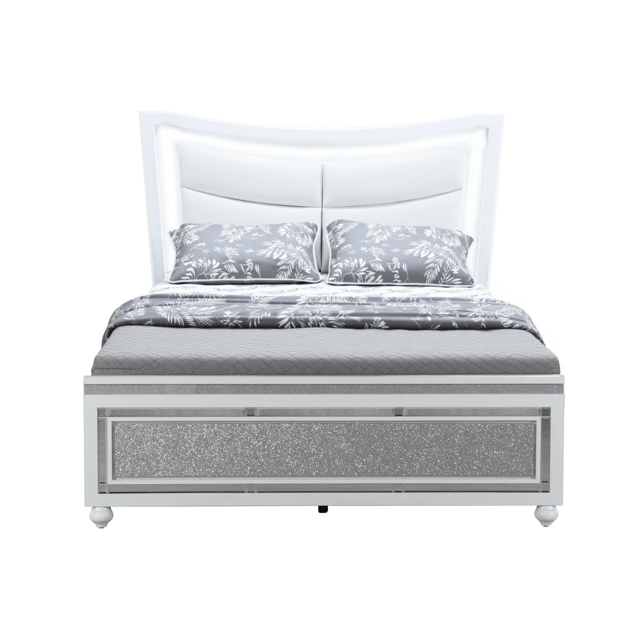 HomeRoots Silver And White Faux Crystal Bling Wood And Upholstery ...