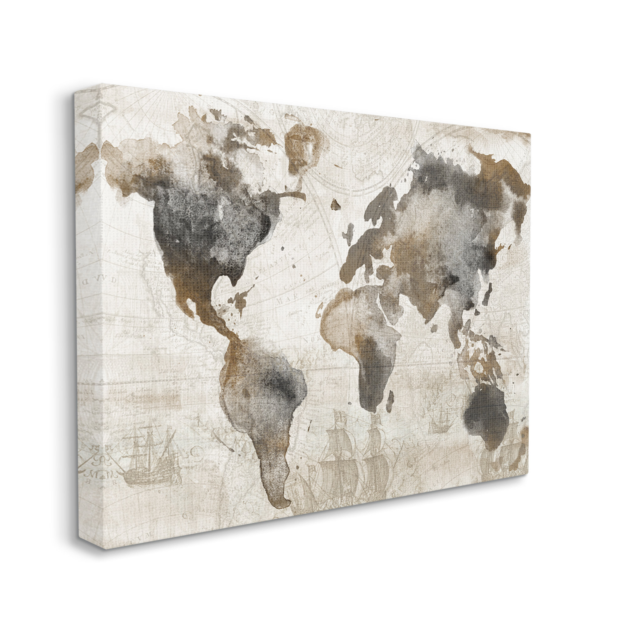 Stupell Industries Vintage Rustic World Map Canvas Wall Art By Conrad ...