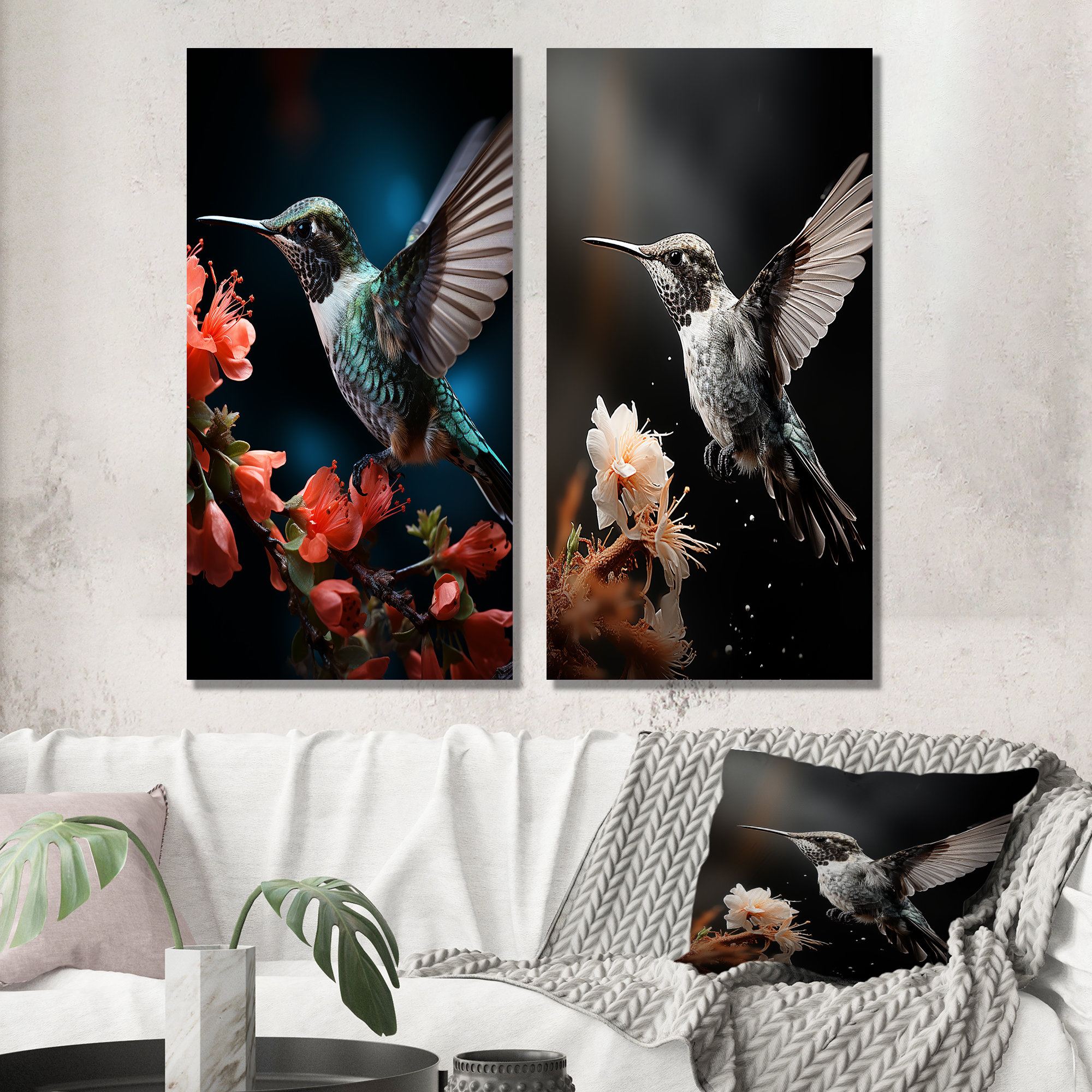 Red Barrel Studio® Teal Coral Hummingbird Portrait Vibrant " Teal Coral ...