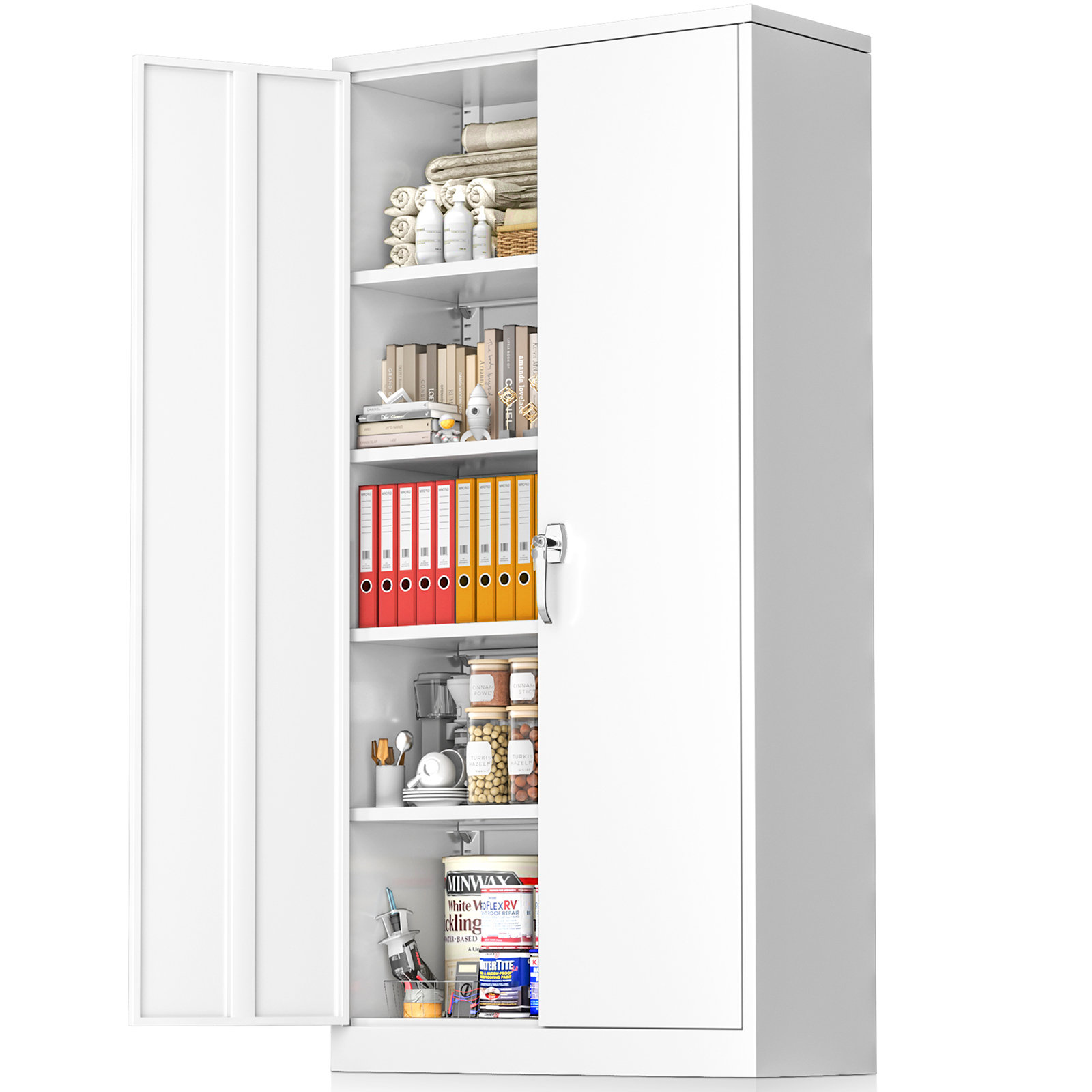 Inbox Zero Lakenzie 5 - Shelf Steel Storage Cabinet with Lock (72" H x ...