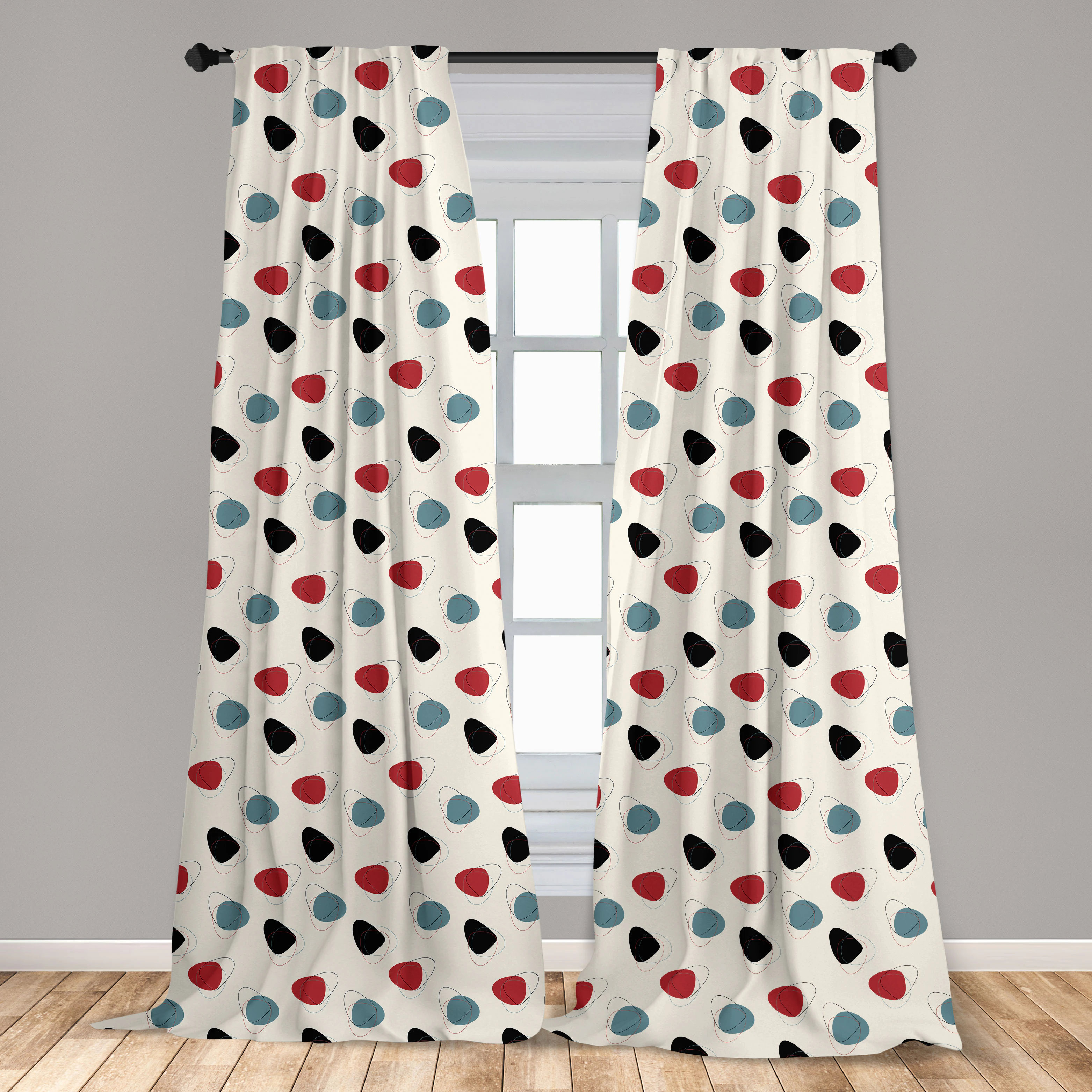 East Urban Home Mid Century Window Curtains, Retro Revival Space Design ...