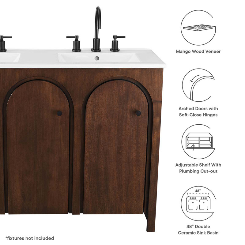 Modway Appia 48'' Double Bathroom Vanity with Ceramic Top | Wayfair
