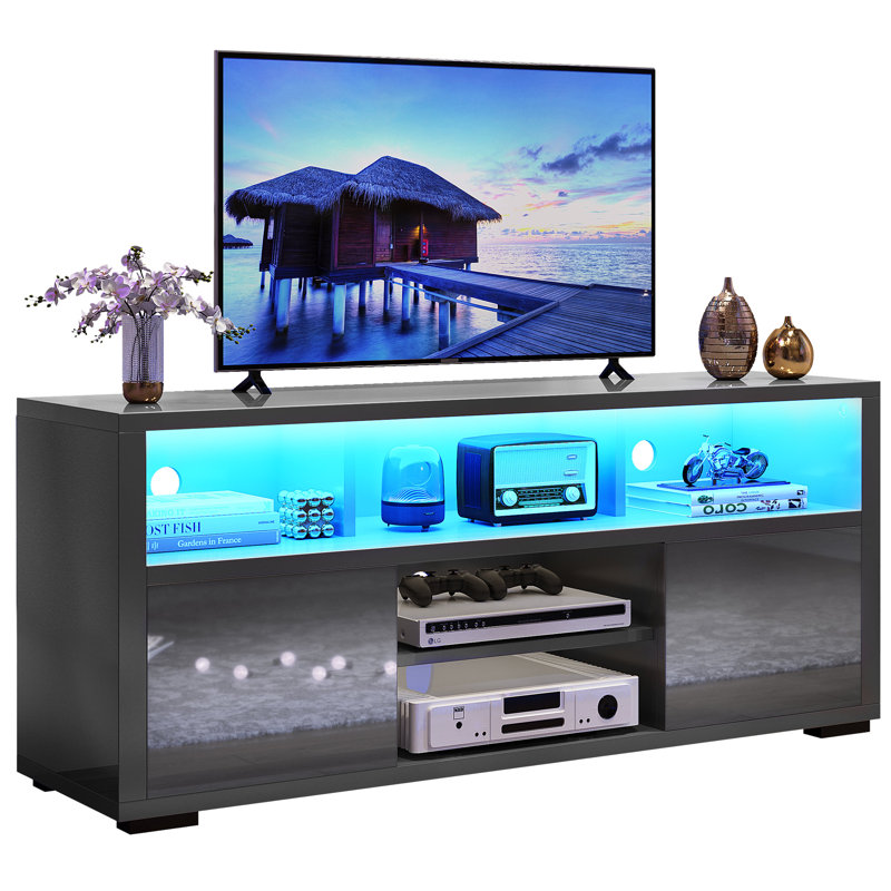 Wade Logan® Carolino LED High Gloss Surface TV Stand Media ...