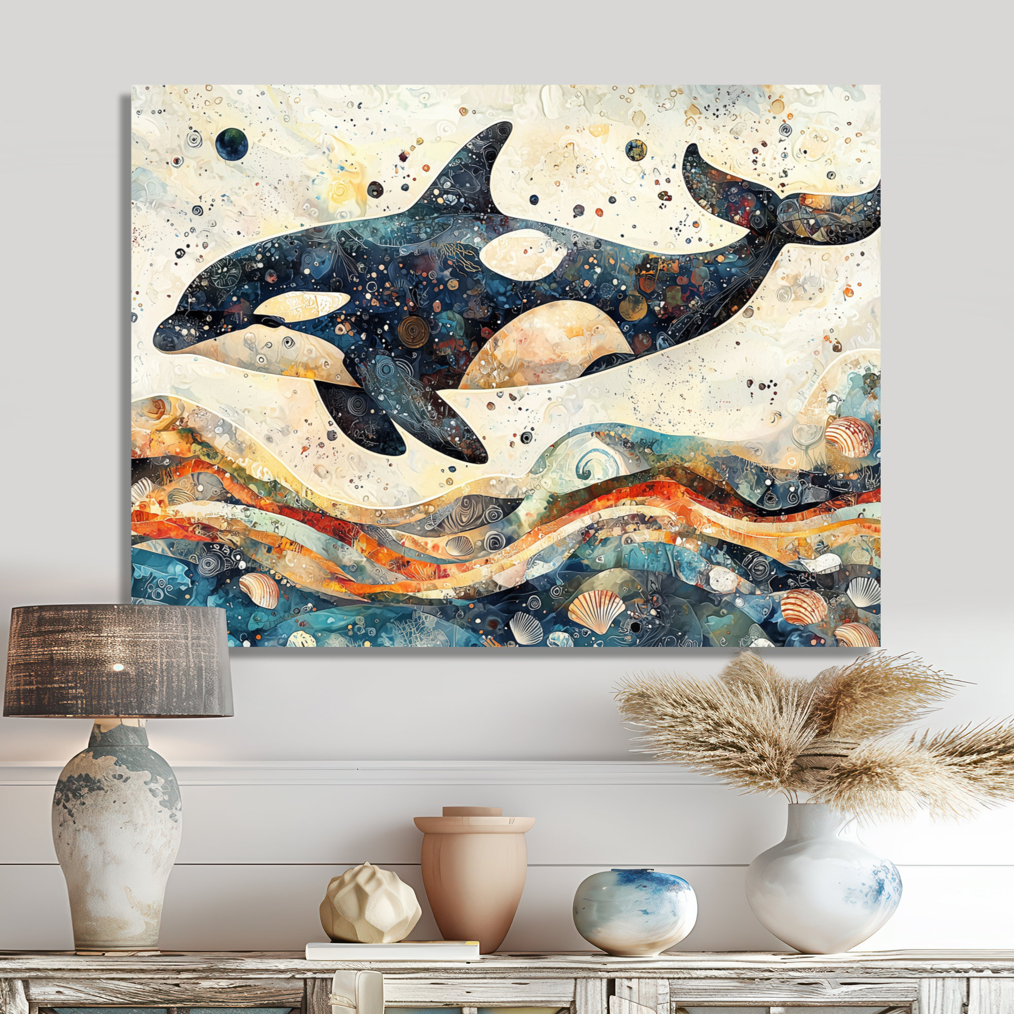 Beachcrest Home™ Hardeman Canadian Whale On Coastal Collage II - whale ...