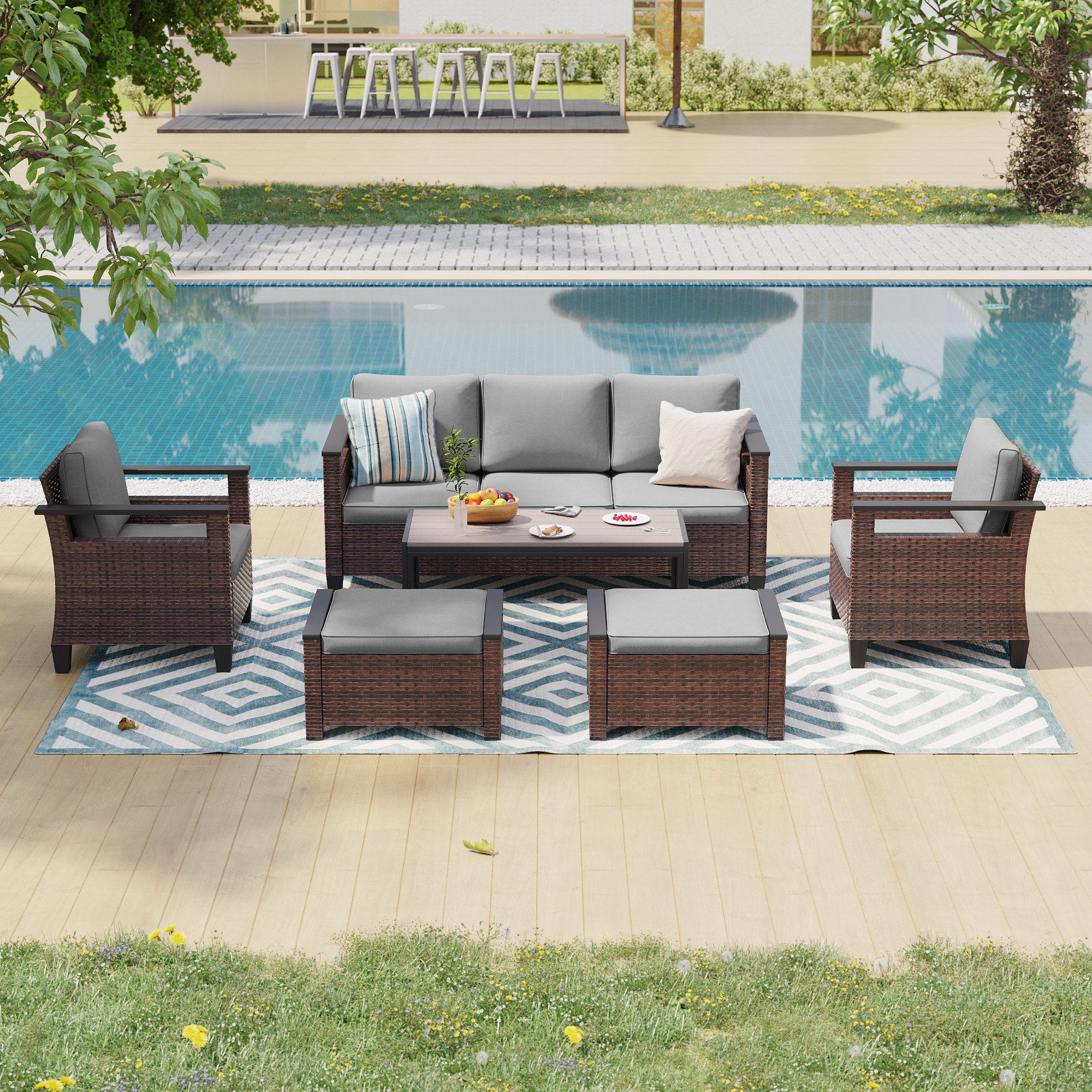 Rosebay 6 Piece Patio Sofa with Coffee Table Conversation Set | Wayfair