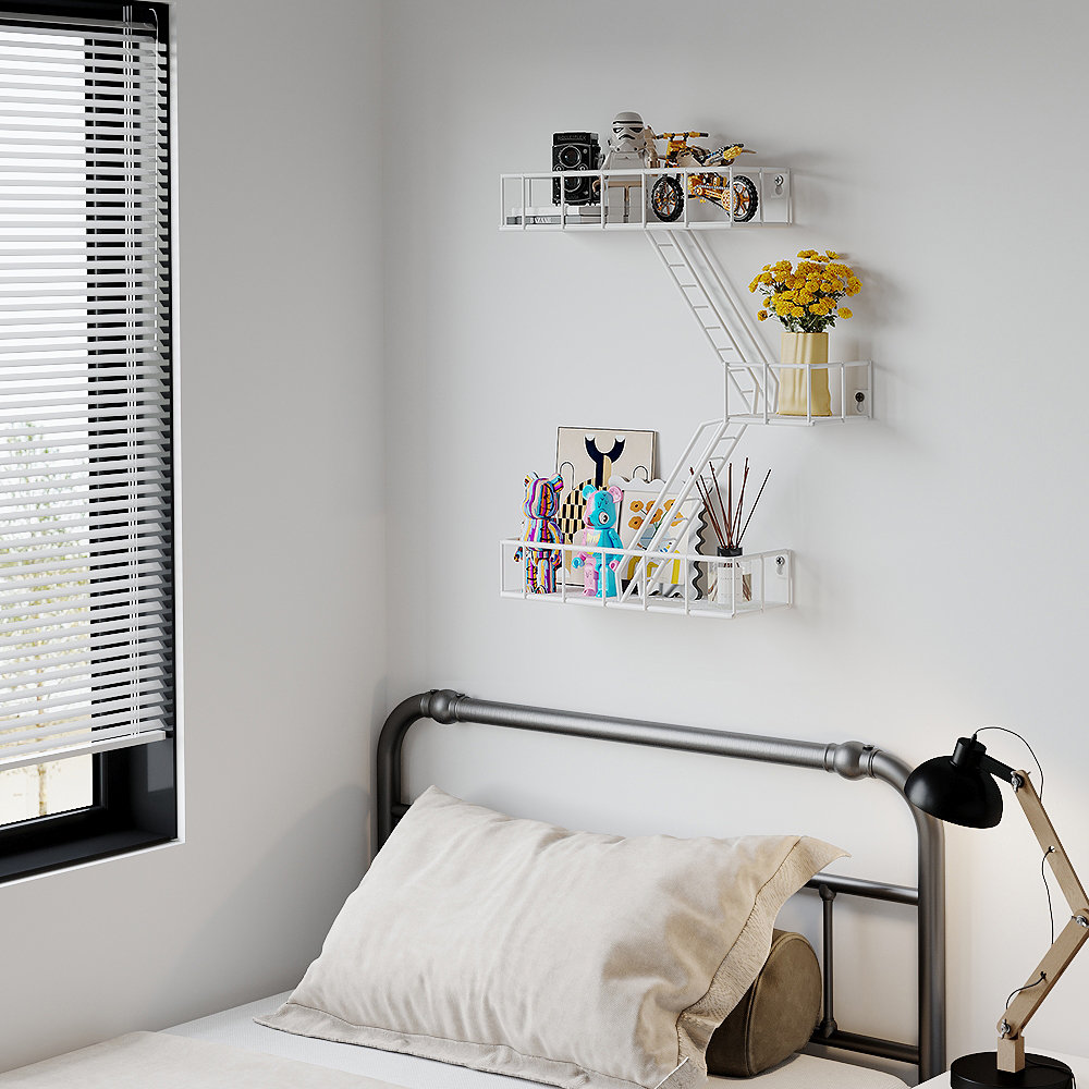 17 Stories Fire Escape Wall Shelf With Baskets, 3-tier Metal Fire ...