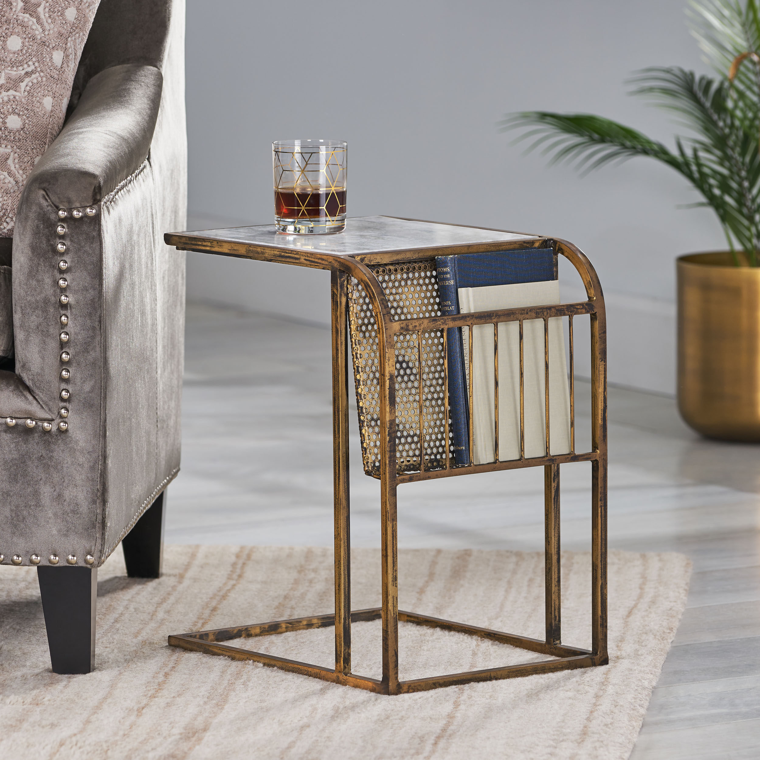17 Stories Hurford Marble And Iron C-Table & Reviews - Wayfair Canada