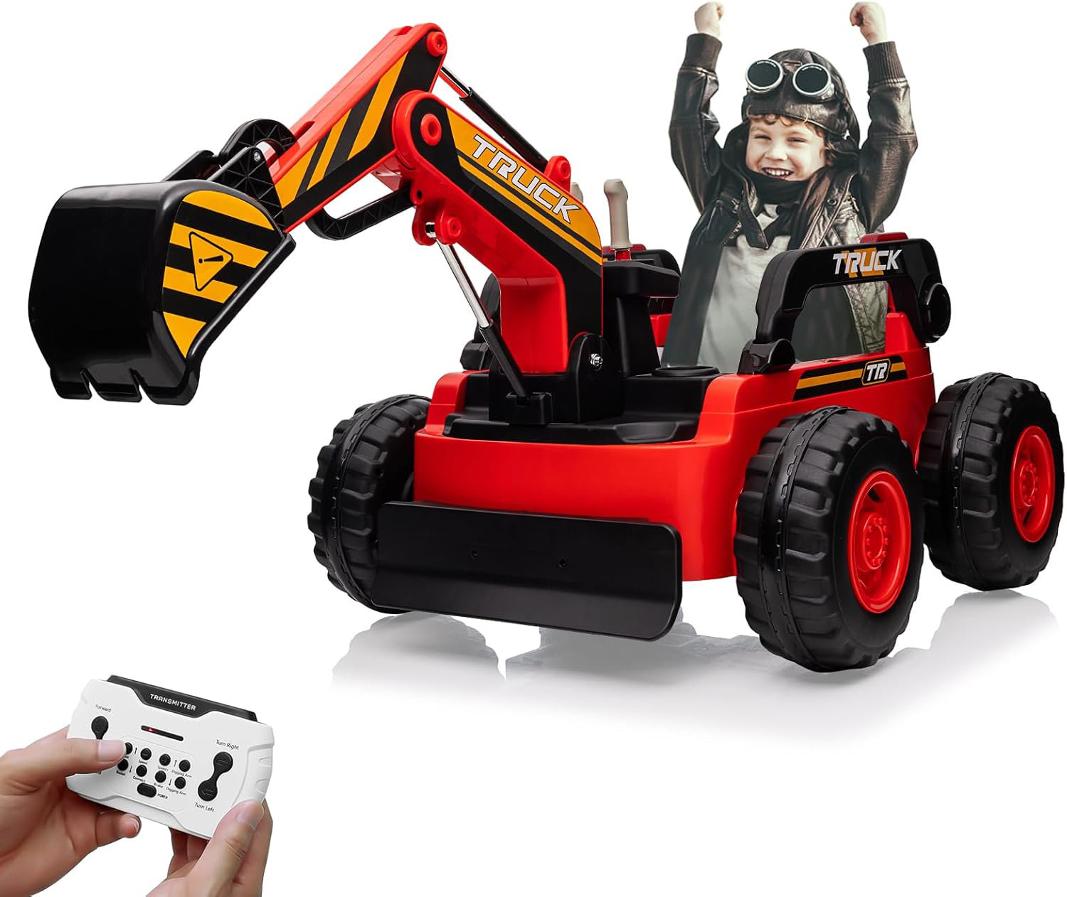 gaomon 12V Kids Ride On Excavator Digger Truck With Remote Control ...