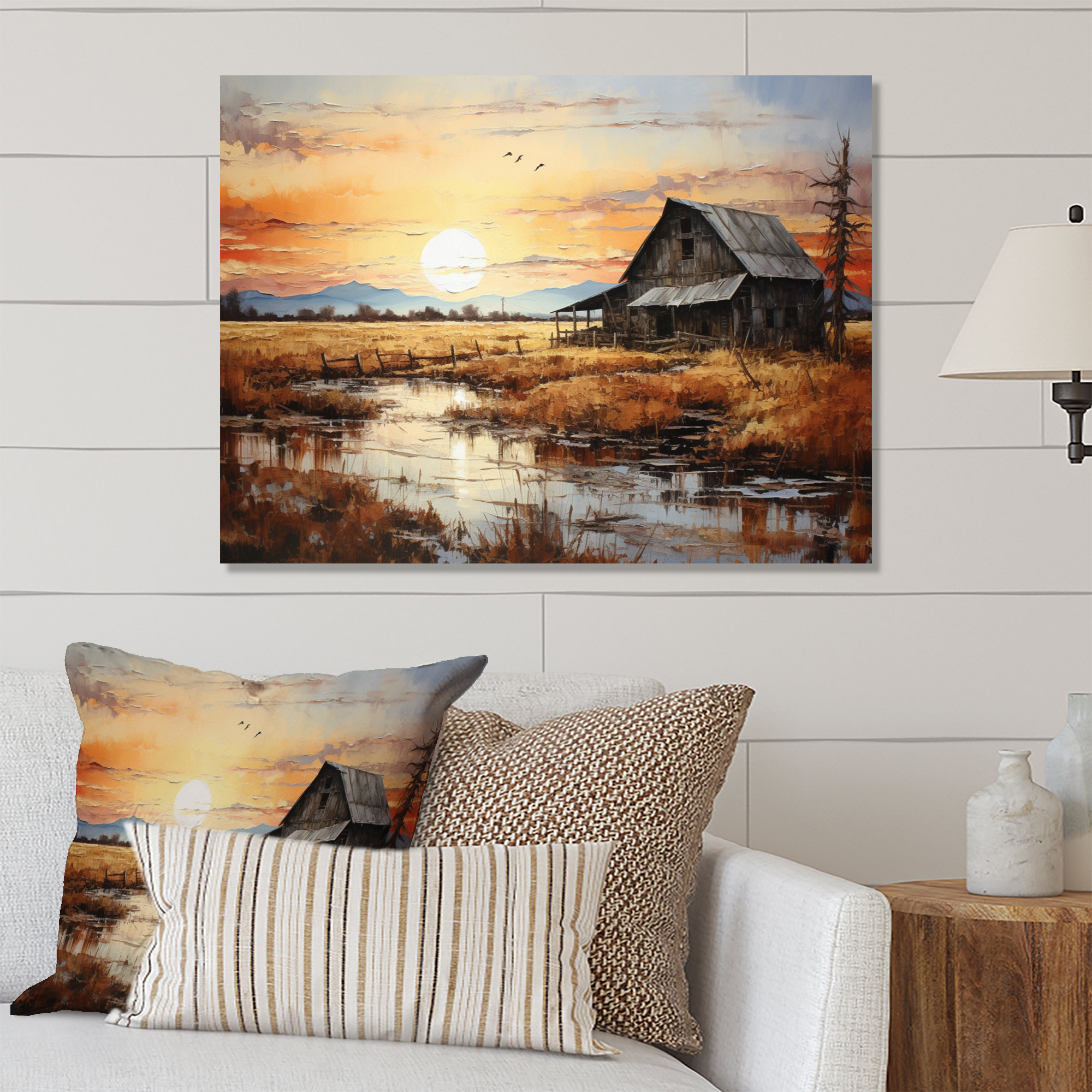 Latitude Run® Barn Scenery At Dusk I - Farmhouse Print on Metal | Wayfair