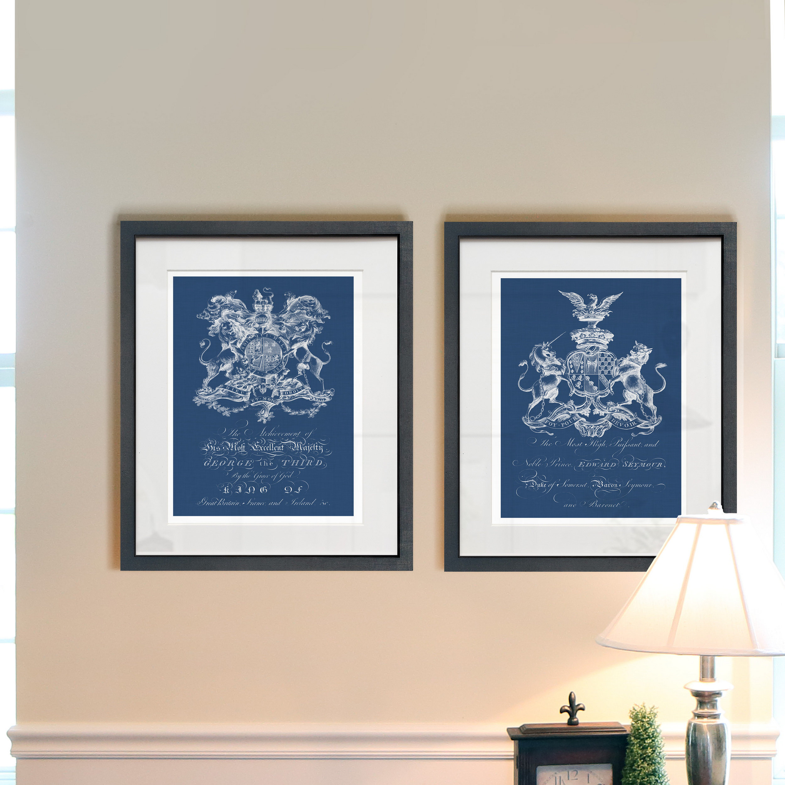 Astoria Grand Heraldry On Navy I - 2 Piece Picture Frame Graphic Art ...