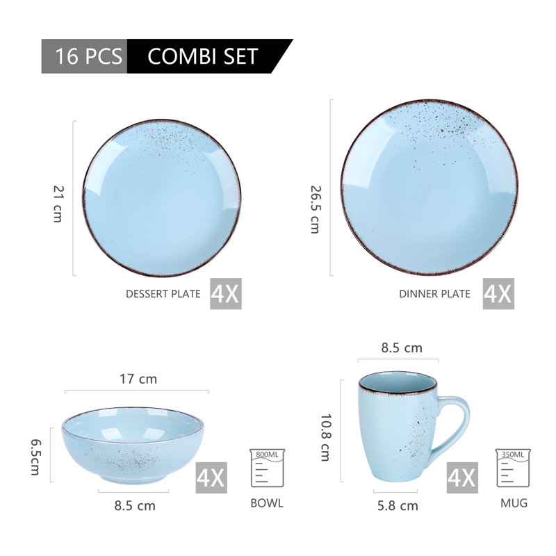 Millwood Pines Neal 16 Piece Stoneware Dinnerware Set - Service for 4 ...