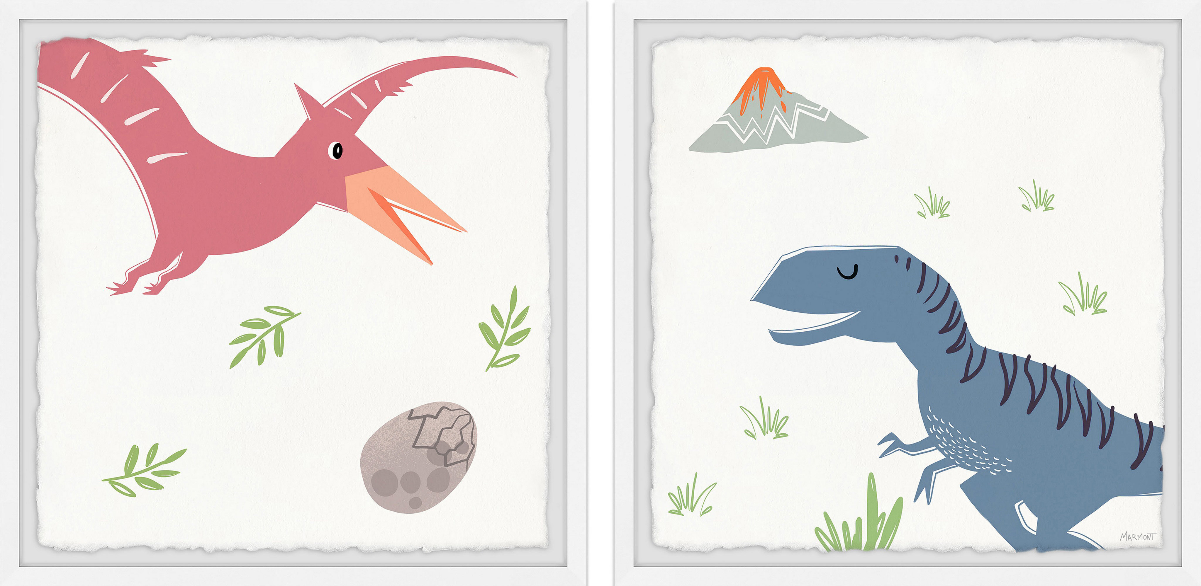 Isabelle & Max™ Donald Playing with Dinosaurs 2-Piece Set Framed Art ...