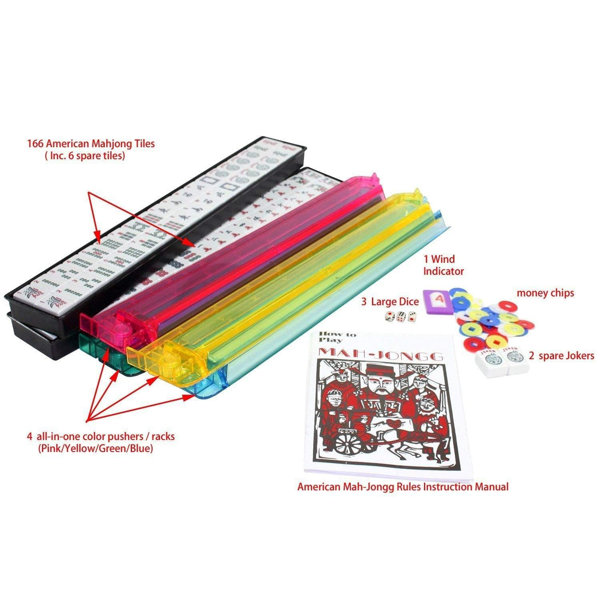 USA MJ TABLE American Mahjong Set with 4 PUSHERS / RACKS COMBO in ...