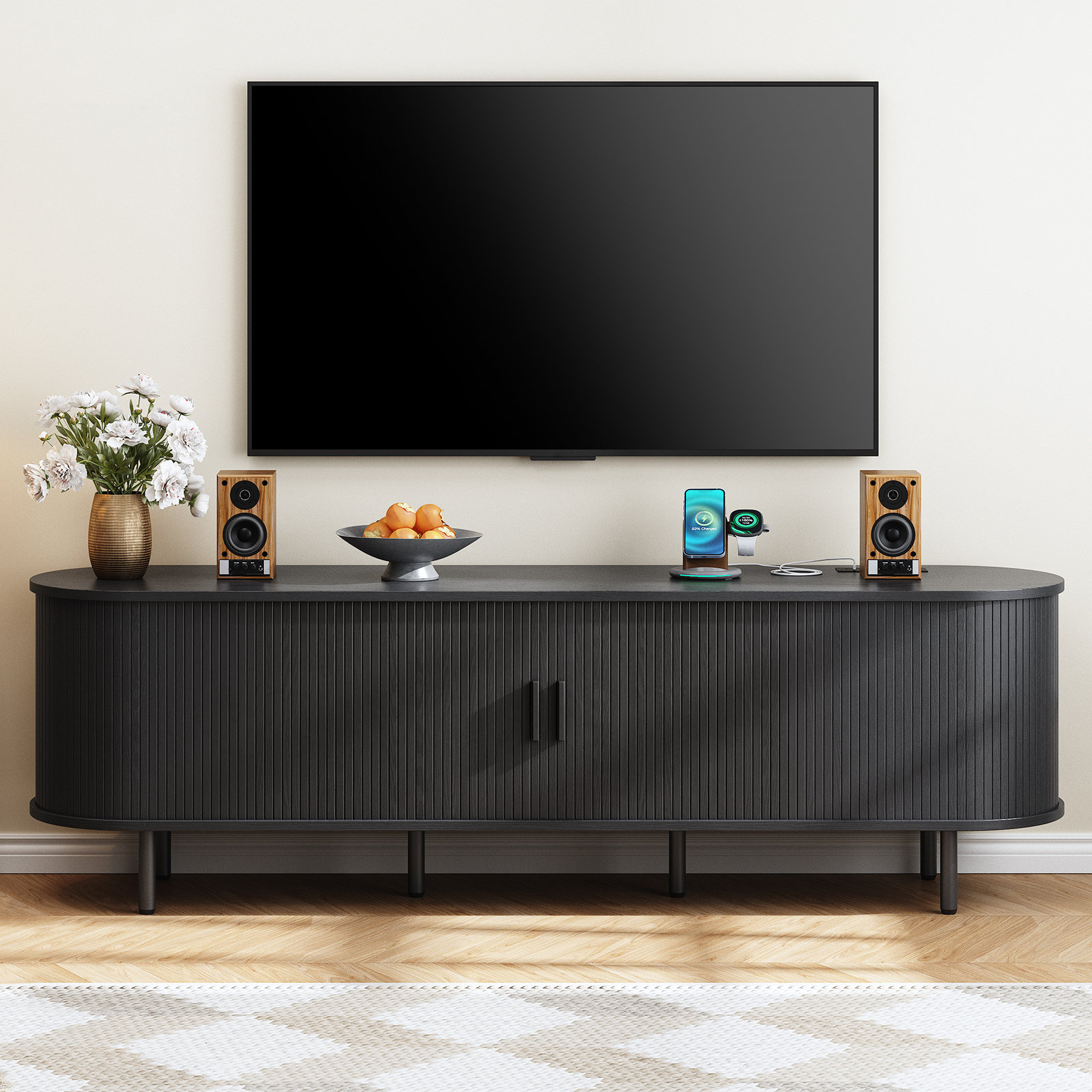 Latitude Run® Tv Stand With Storage And Shelves Designed To Fit 55 ...