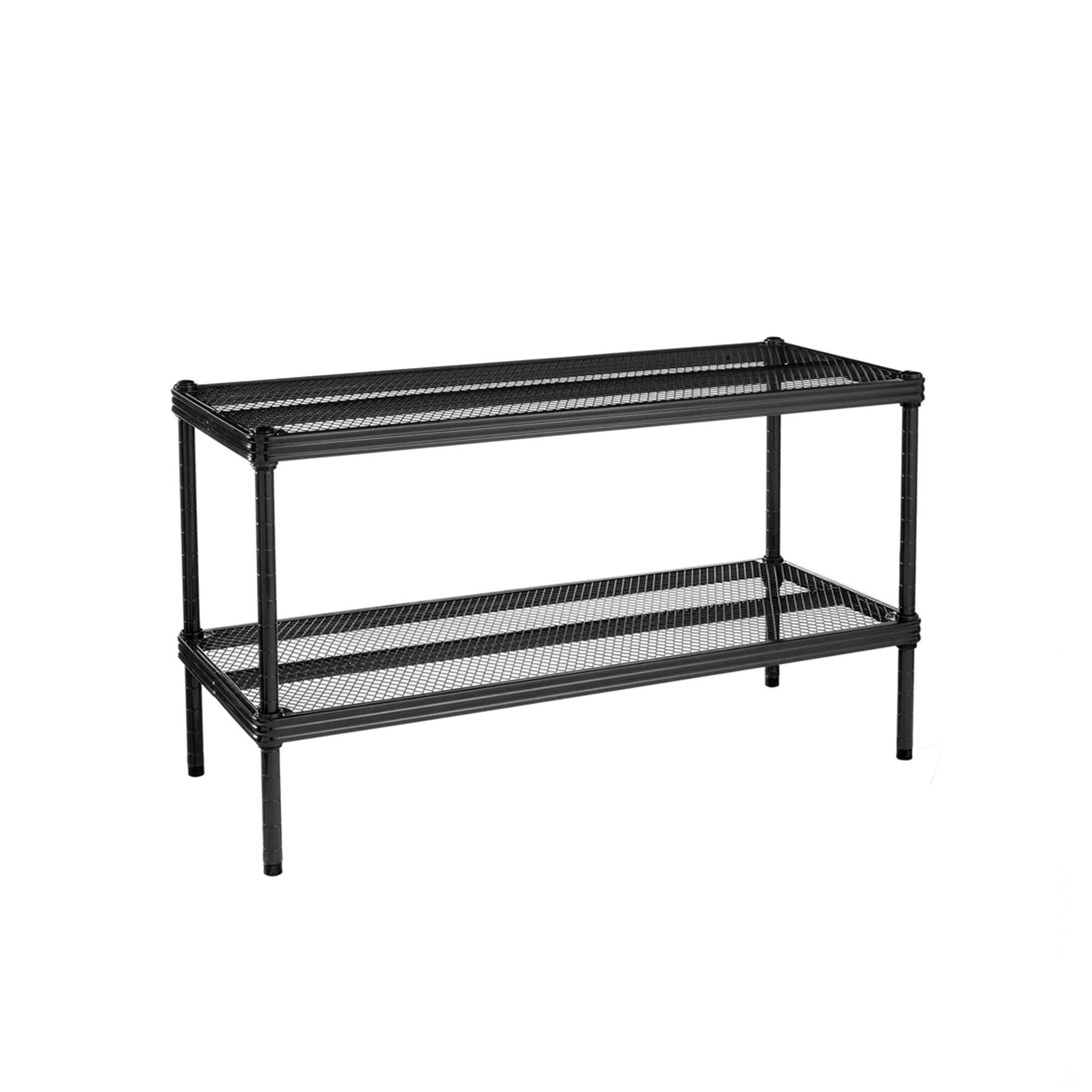 Prep & Savour Meshworks 2 Tier Metal Storage Shelving Unit Rack, Black ...