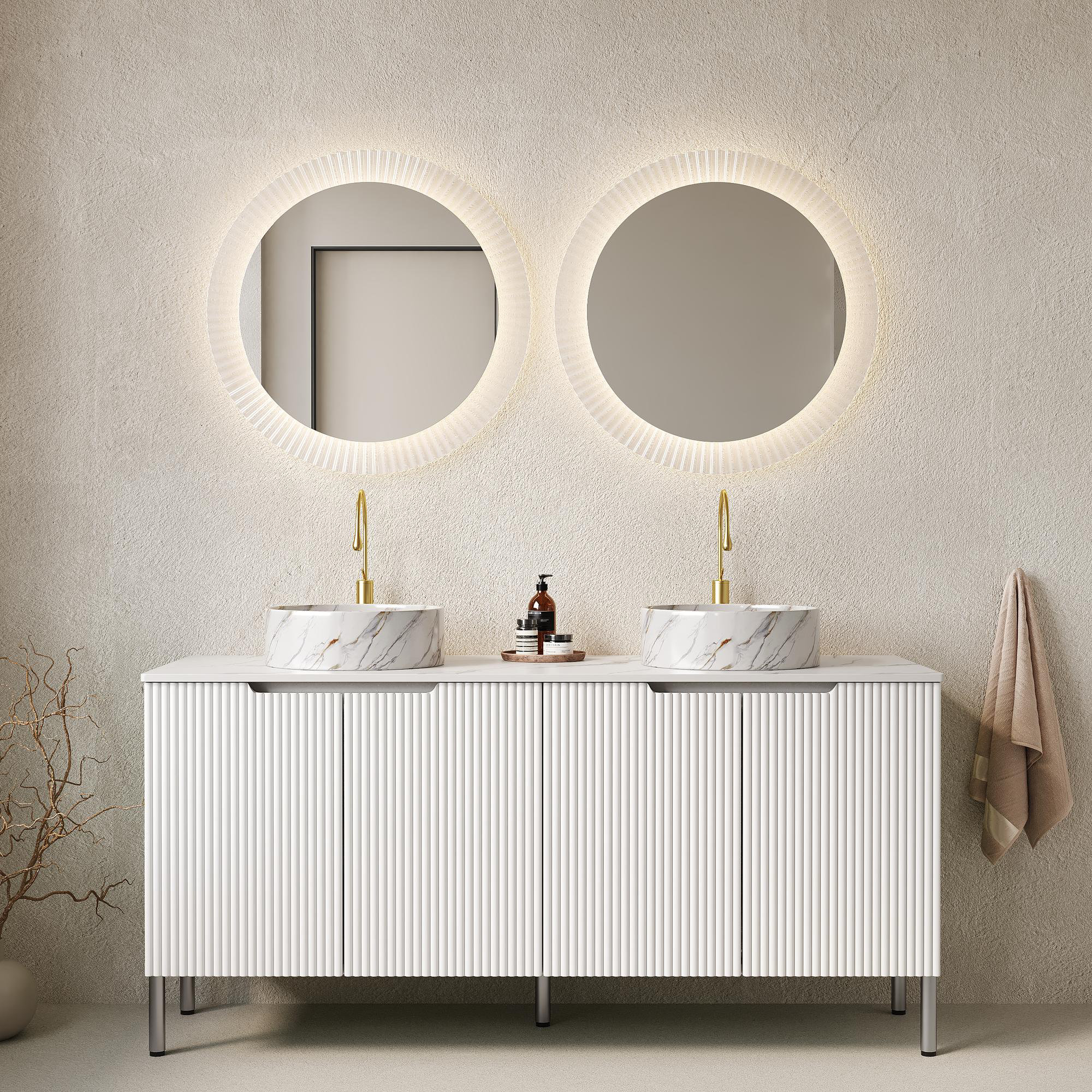 Brayden Studio® 60" Bathroom Vanity with Sinks, Freestanding Bathroom ...