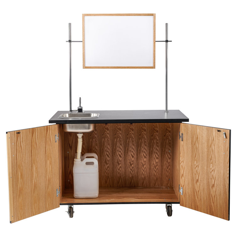 National Public Seating Mobile Science Cart with Shelving and Sink ...