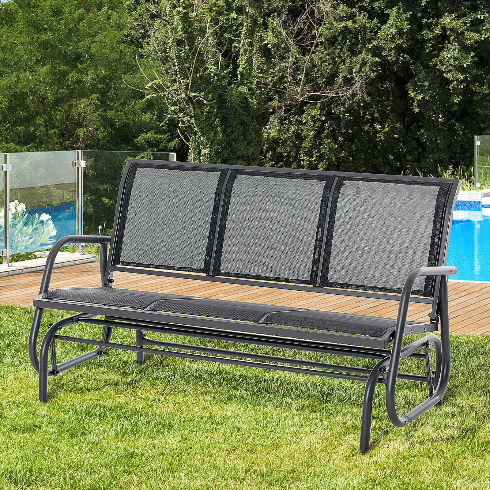 Latitude Run® Jahid Outdoor Gliding Metal Bench & Reviews | Wayfair